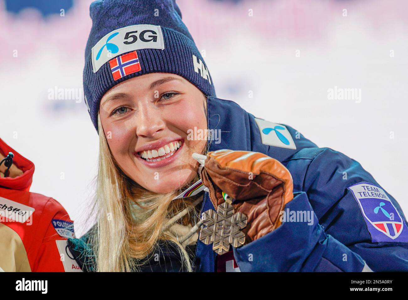 Meribel, France 20230208.Kajsa Vickhoff Lie from Norway receives the ...