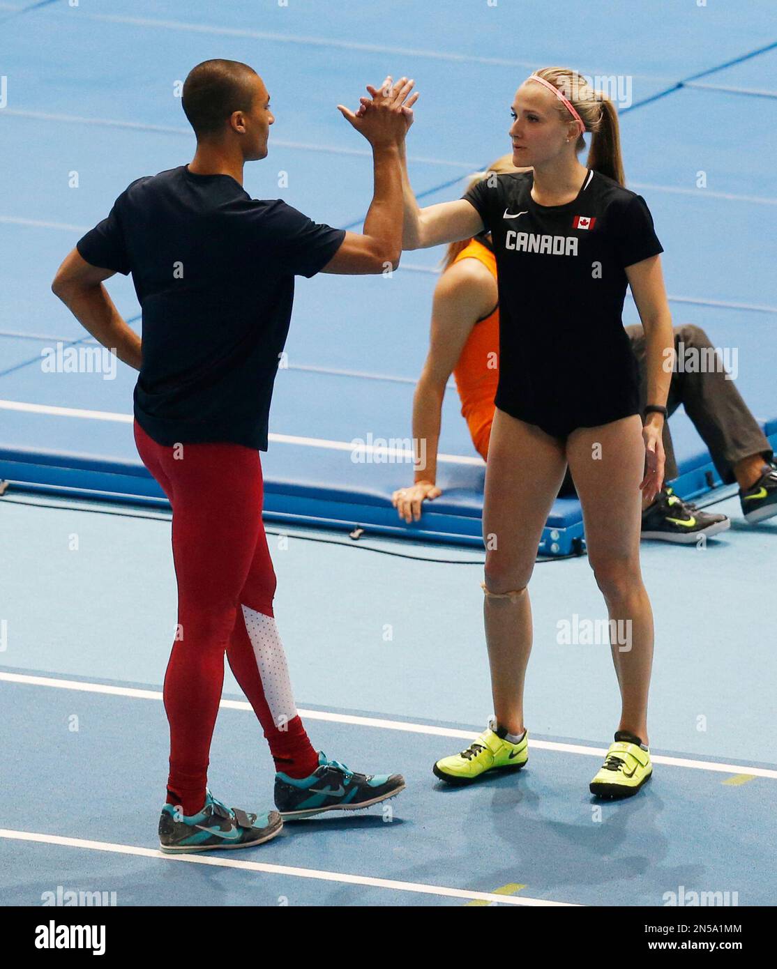 United States' Ashton Eaton, left, and his wife Canada's Brianne ...