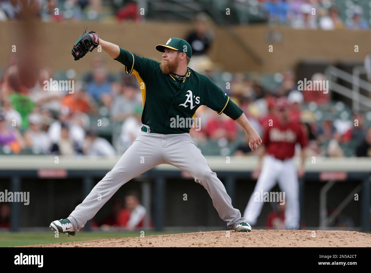 Oakland Athletics relief pitcher Sean Doolittle pitches to an Arizona ...