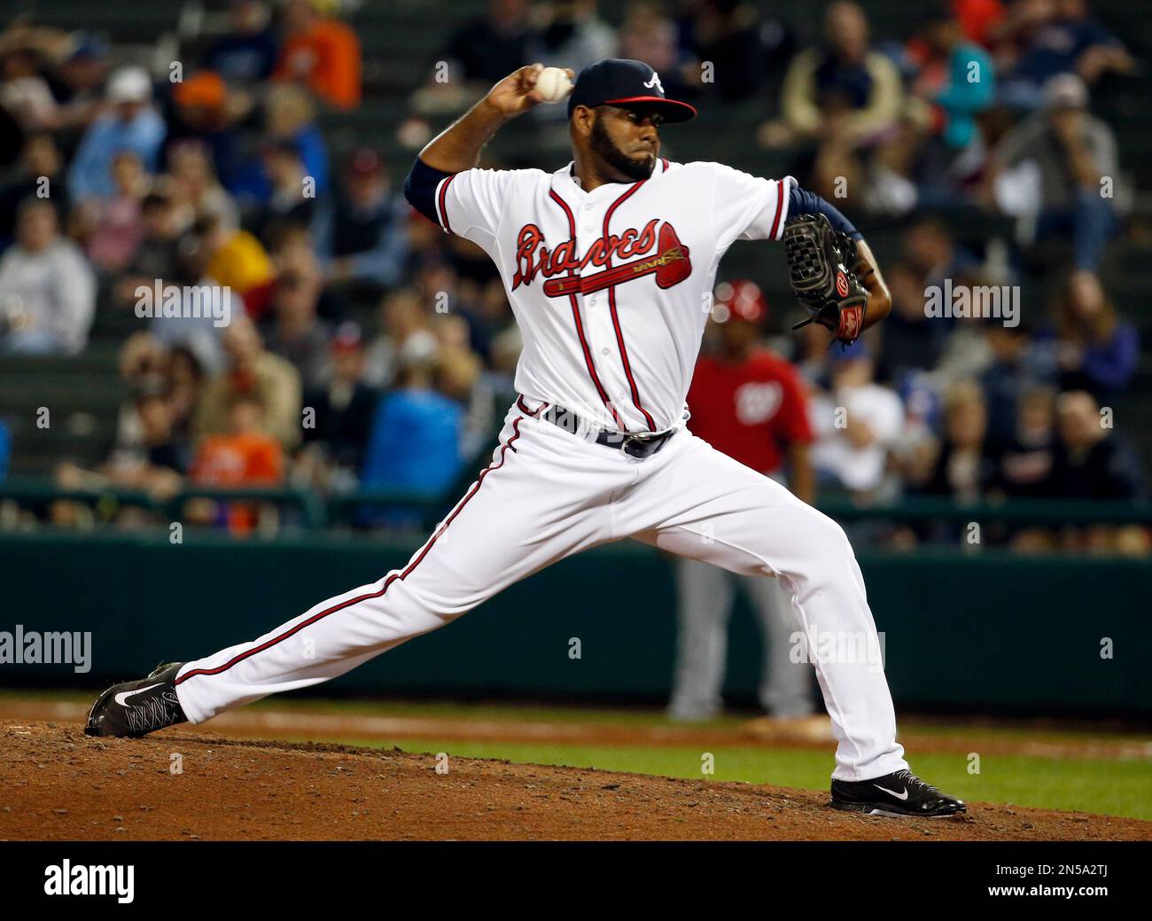 Atlanta Braves pitcher Lay Batista (76) throws in a spring exhibition ...