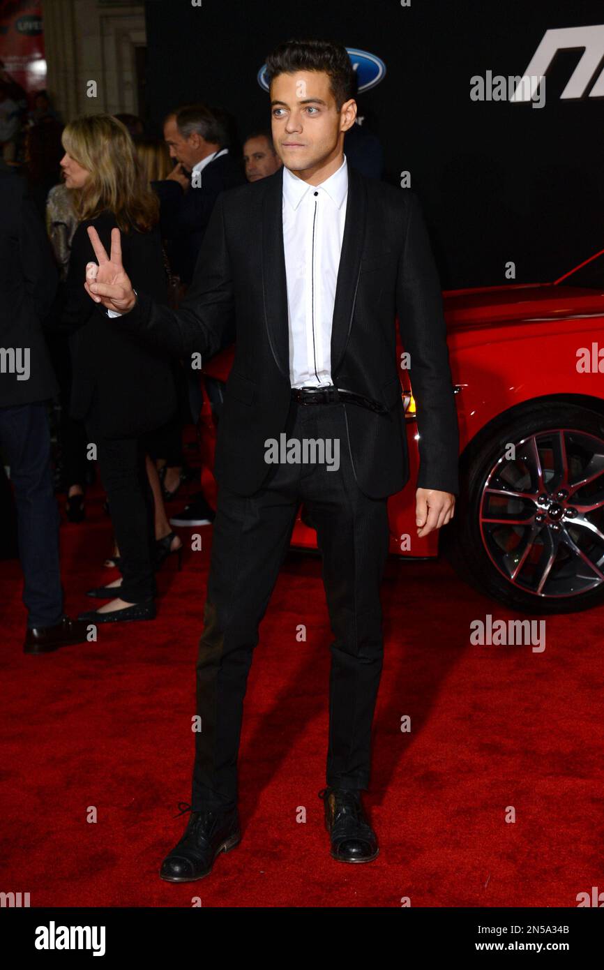 Rami Malek arrives at the US premiere of "Need for Speed", on Thursday ...