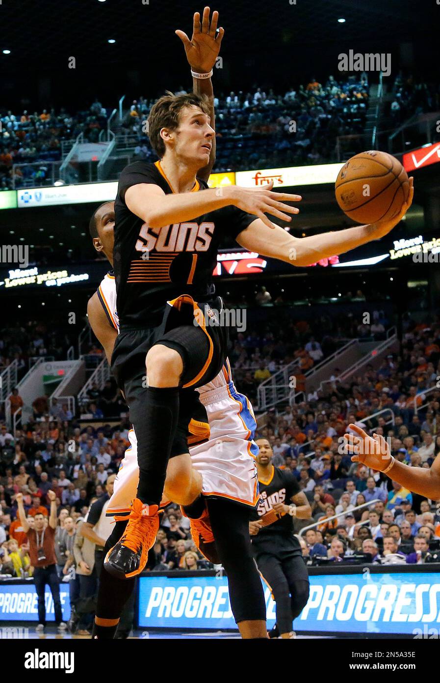 Phoenix Suns' Goran Dragic, of Slovenia, drives past Oklahoma City ...