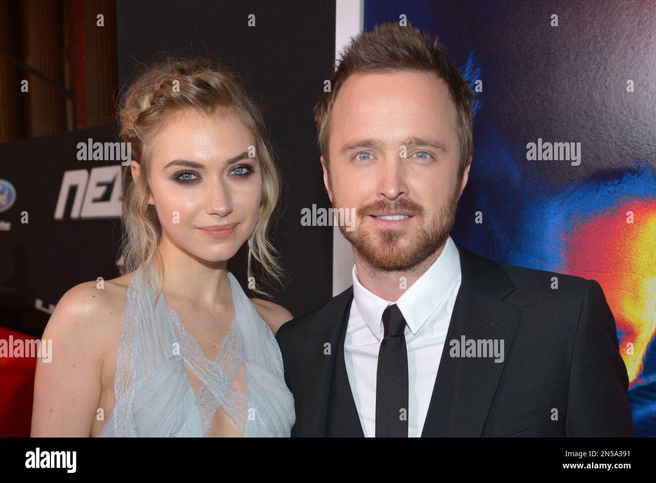 Imogen Poots, left, and Aaron Paul arrive at the US premiere of "Need ...