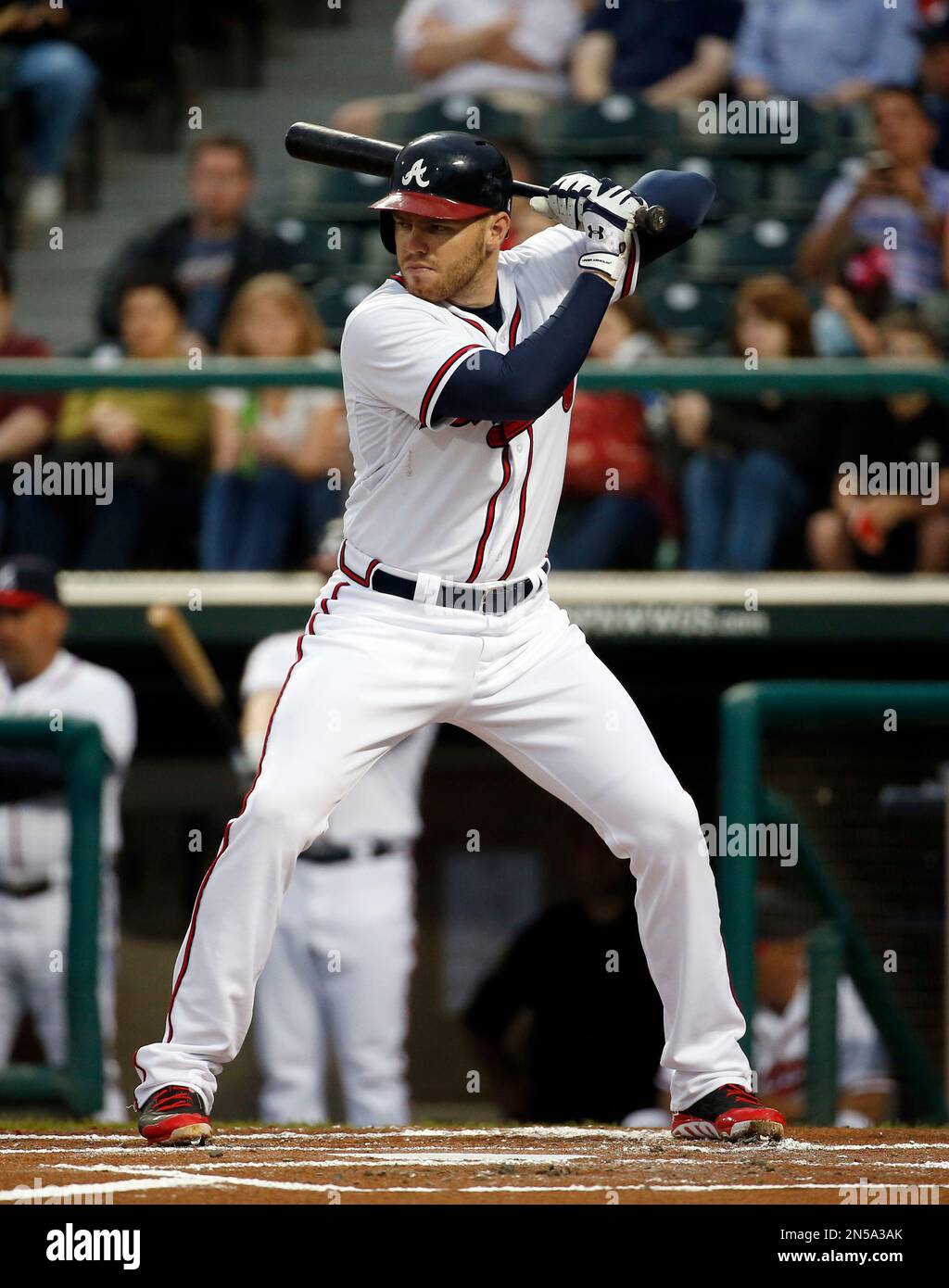 Atlanta Braves first baseman Freddie Freeman (5) bats in a spring ...