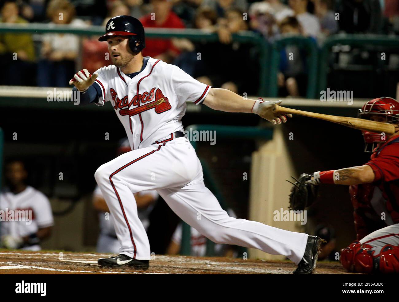 Atlanta Braves center fielder Matt Lipka (86) bats in a spring ...