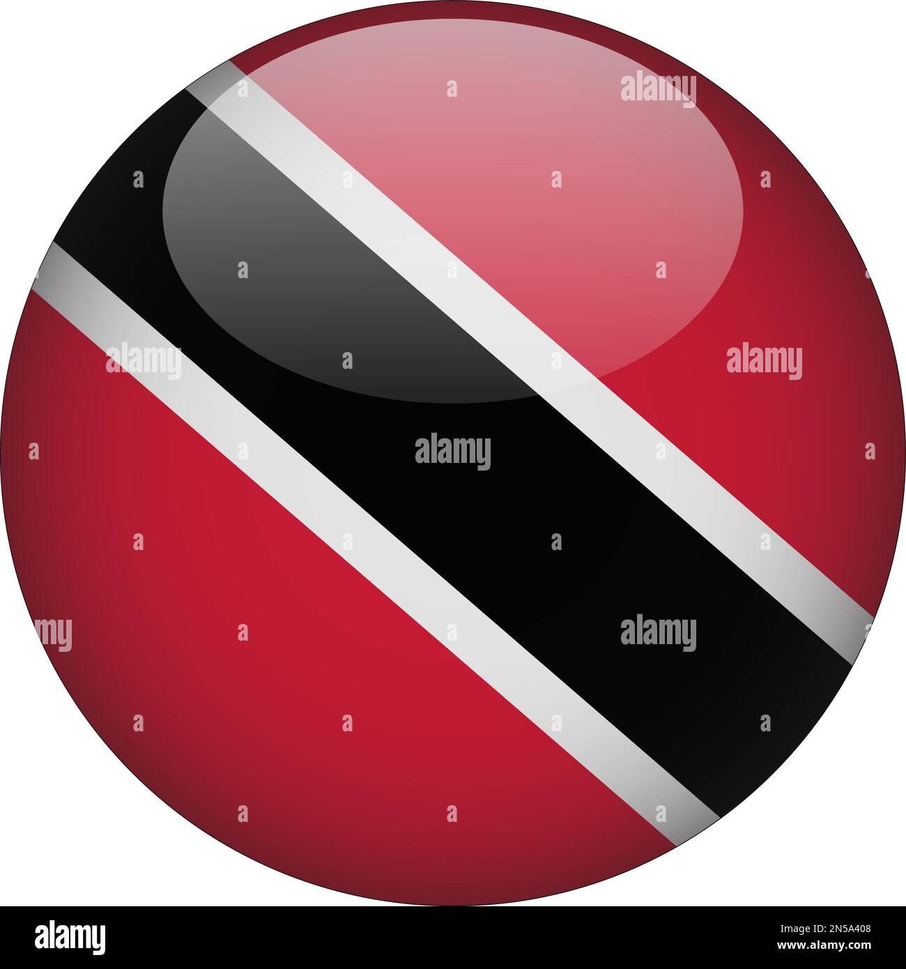 Trinidad And Tobago 3d Rounded Flag Icon Button Vector Stock Vector