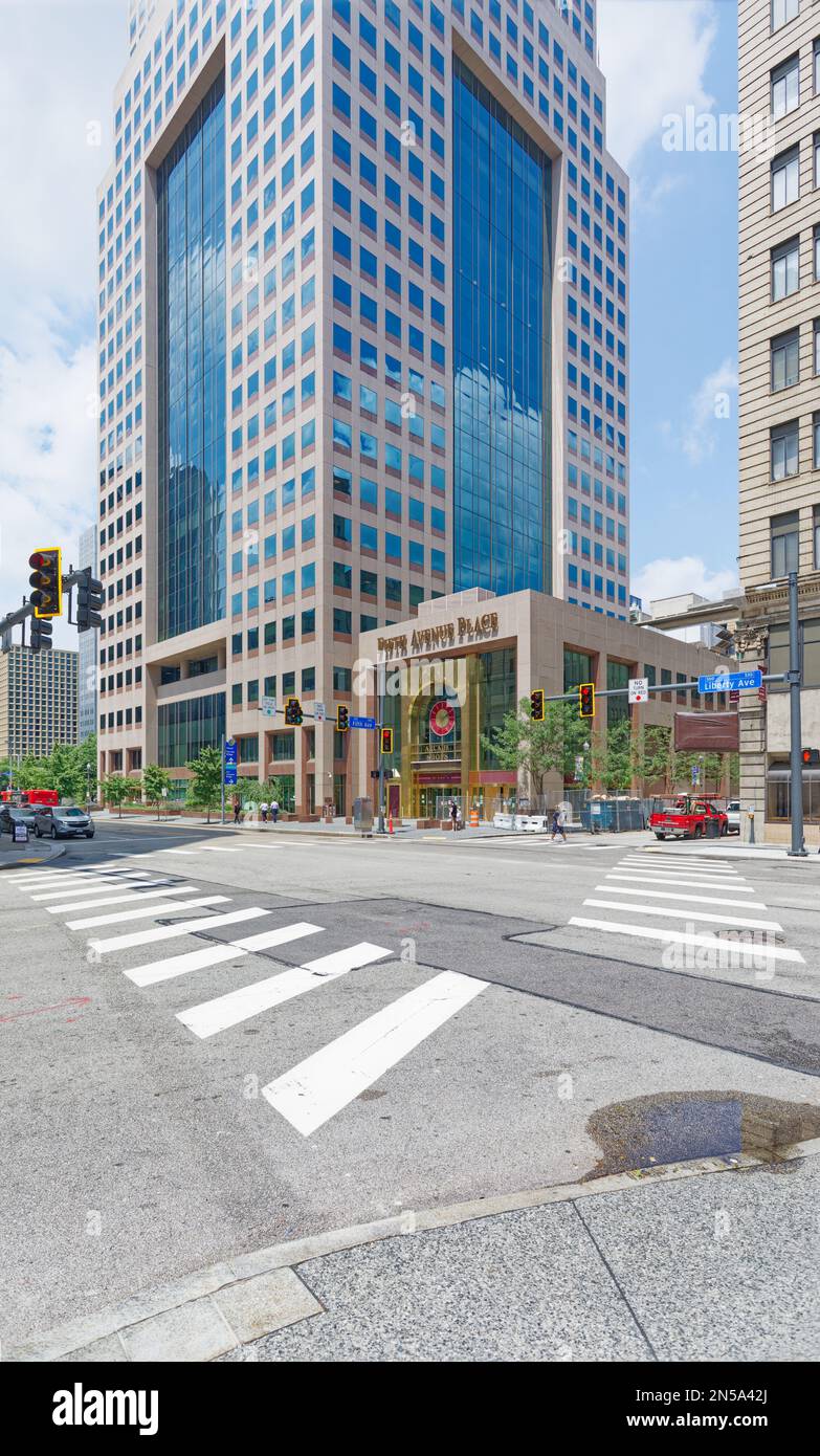 Pittsburgh Downtown: Granite-and-glass-clad Fifth Avenue Place, with ...
