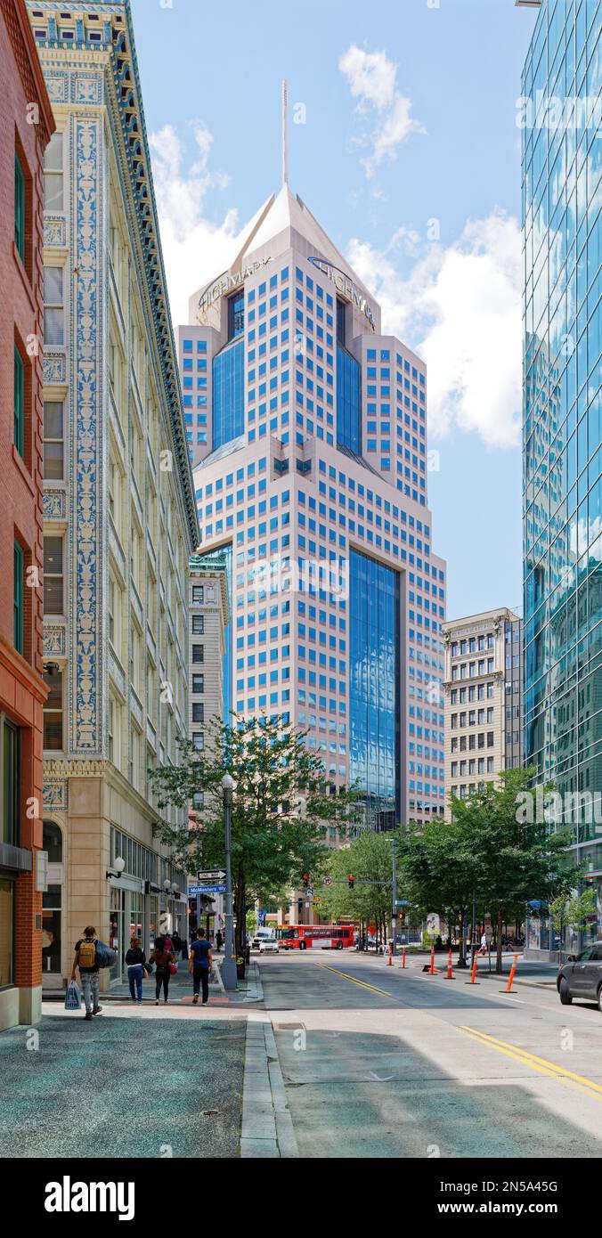 Pittsburgh Downtown: Granite-and-glass-clad Fifth Avenue Place, with ...