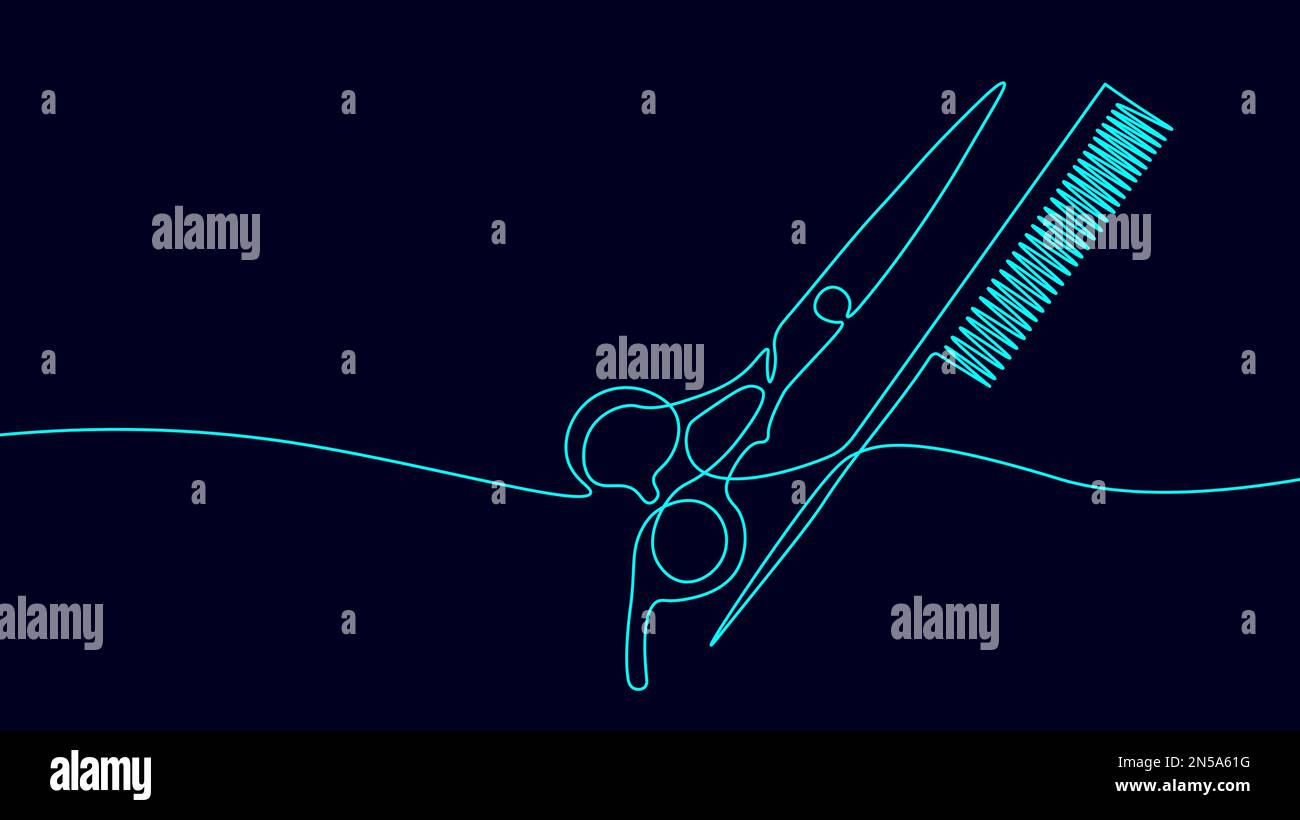 One line continuous scissors hairdresser symbol concept. Silhouette ...