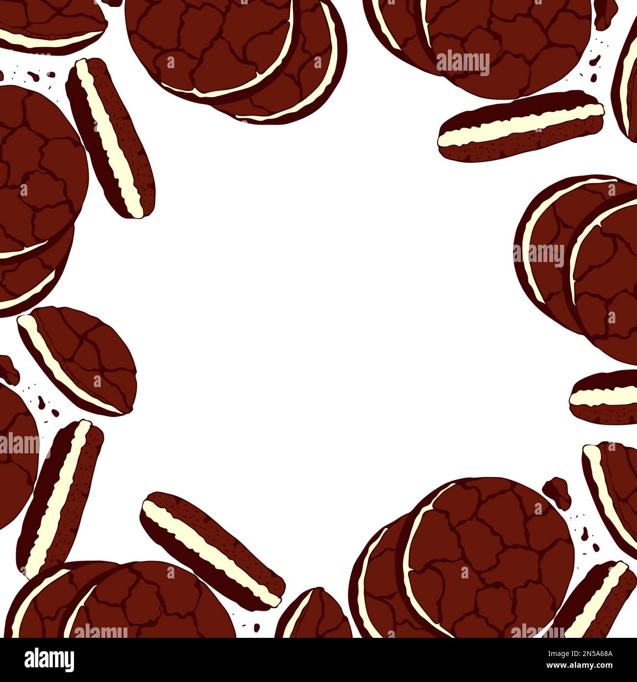 Cookie banner, chocolate and cream, template, empty place to insert ...