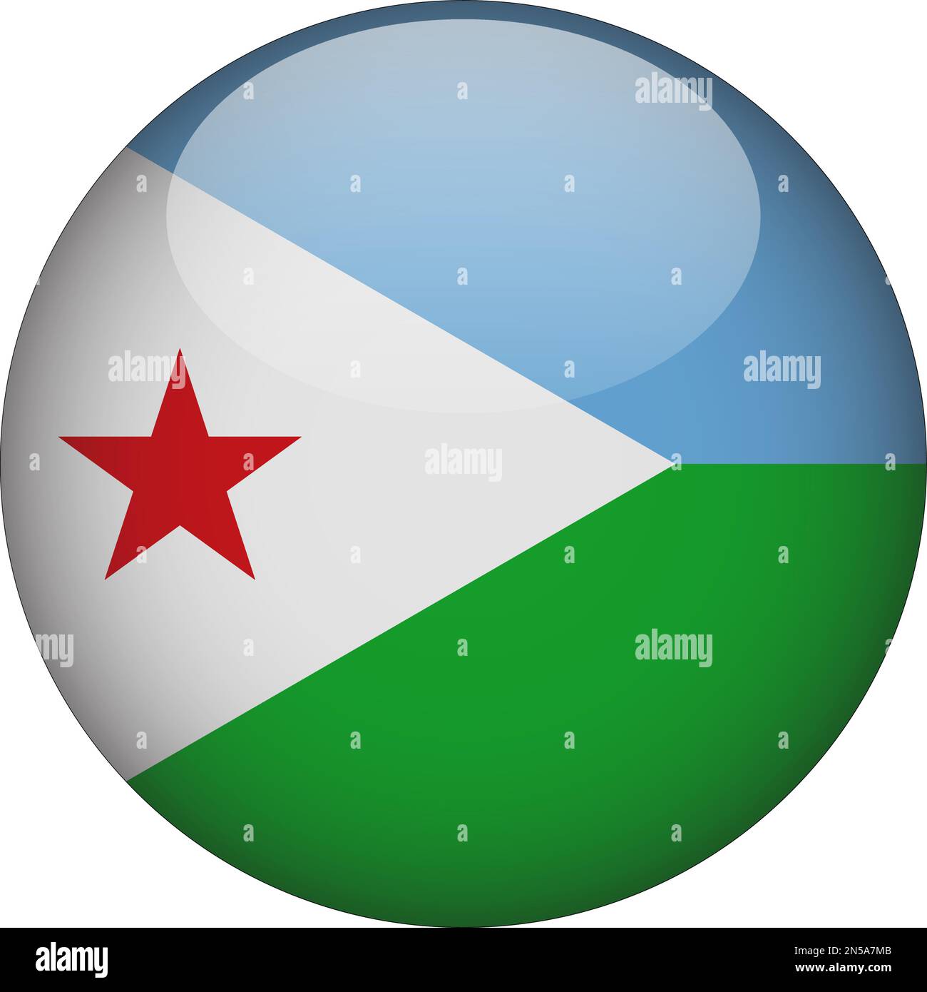 Djibouti 3d Rounded Flag Icon Button Vector Stock Vector Image And Art