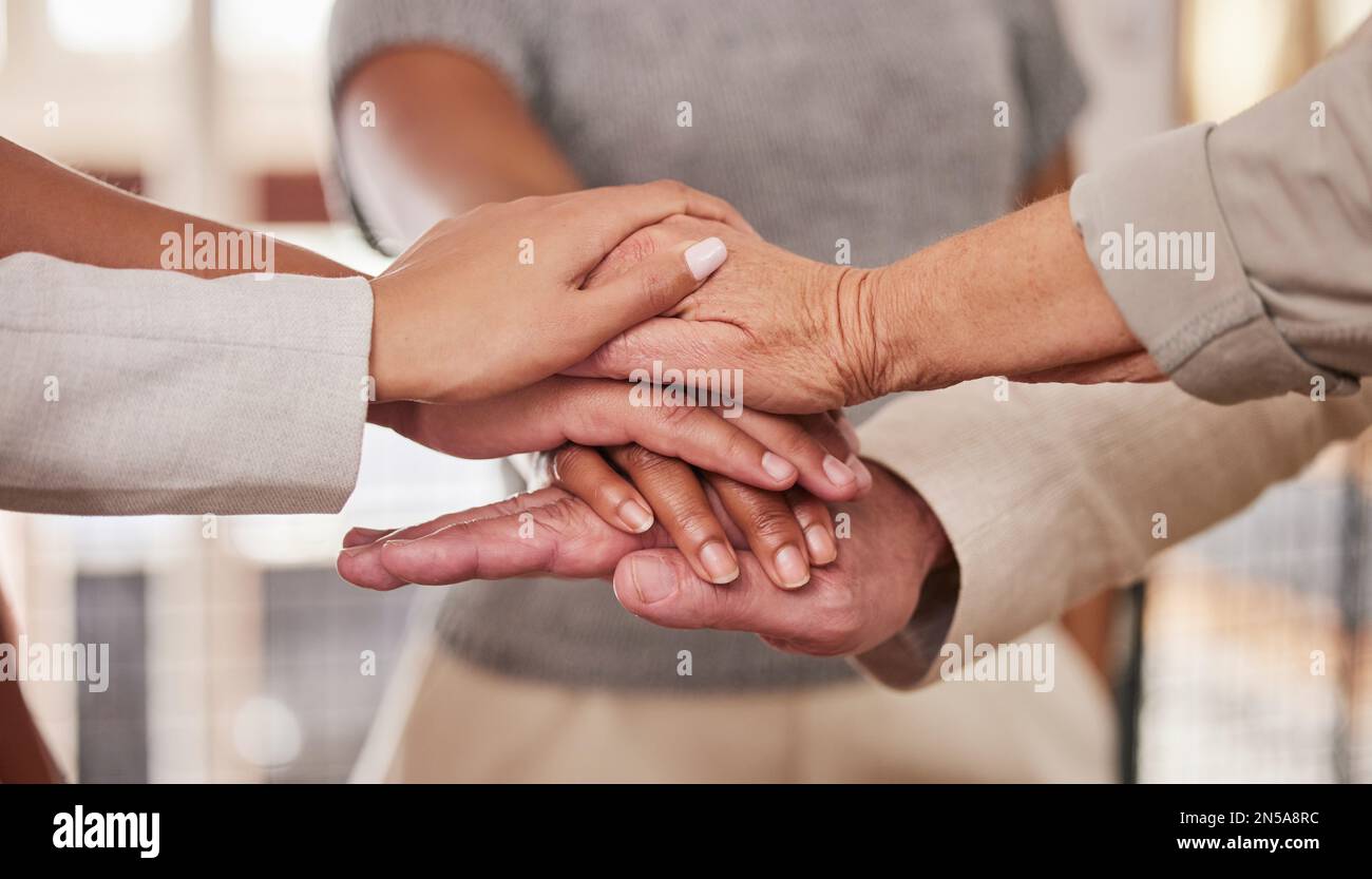People, hands and unity in trust for community, agreement or teamwork ...