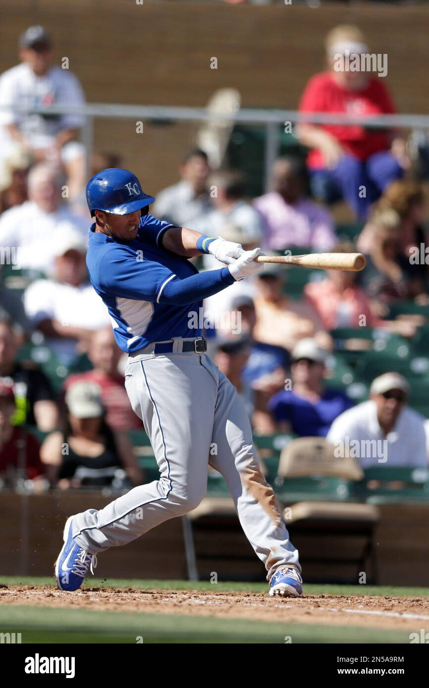 Kansas City Royals' Lane Adams swings while batting against the Arizona ...