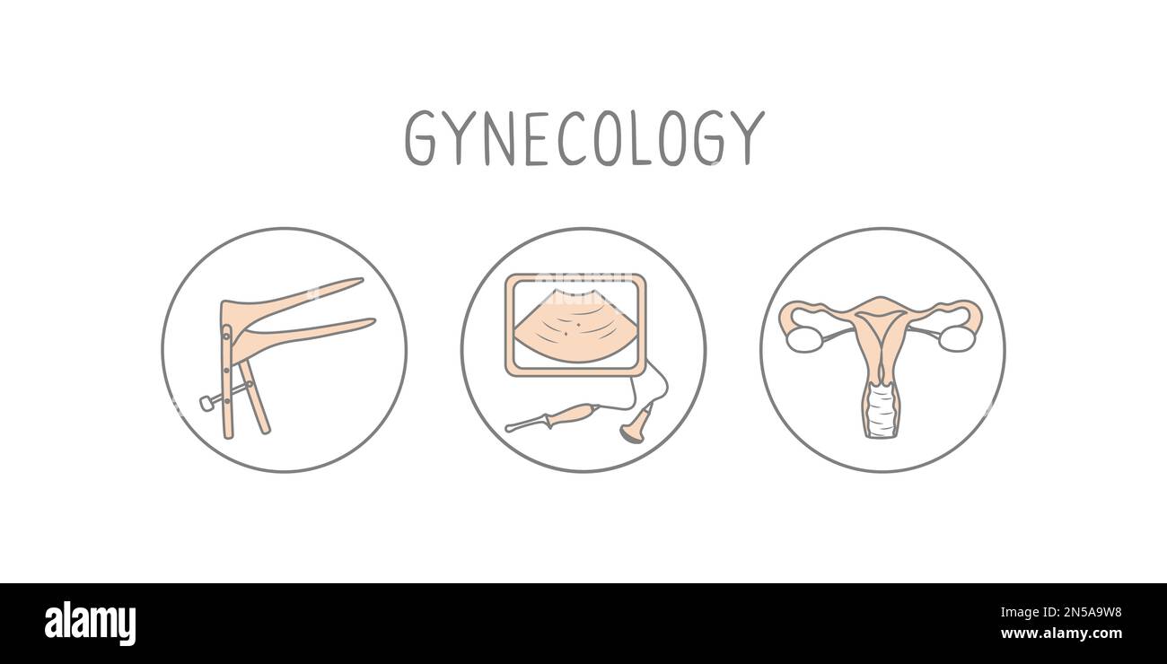 Gynecology icon set. Linear simple illustration woman health check-up ...