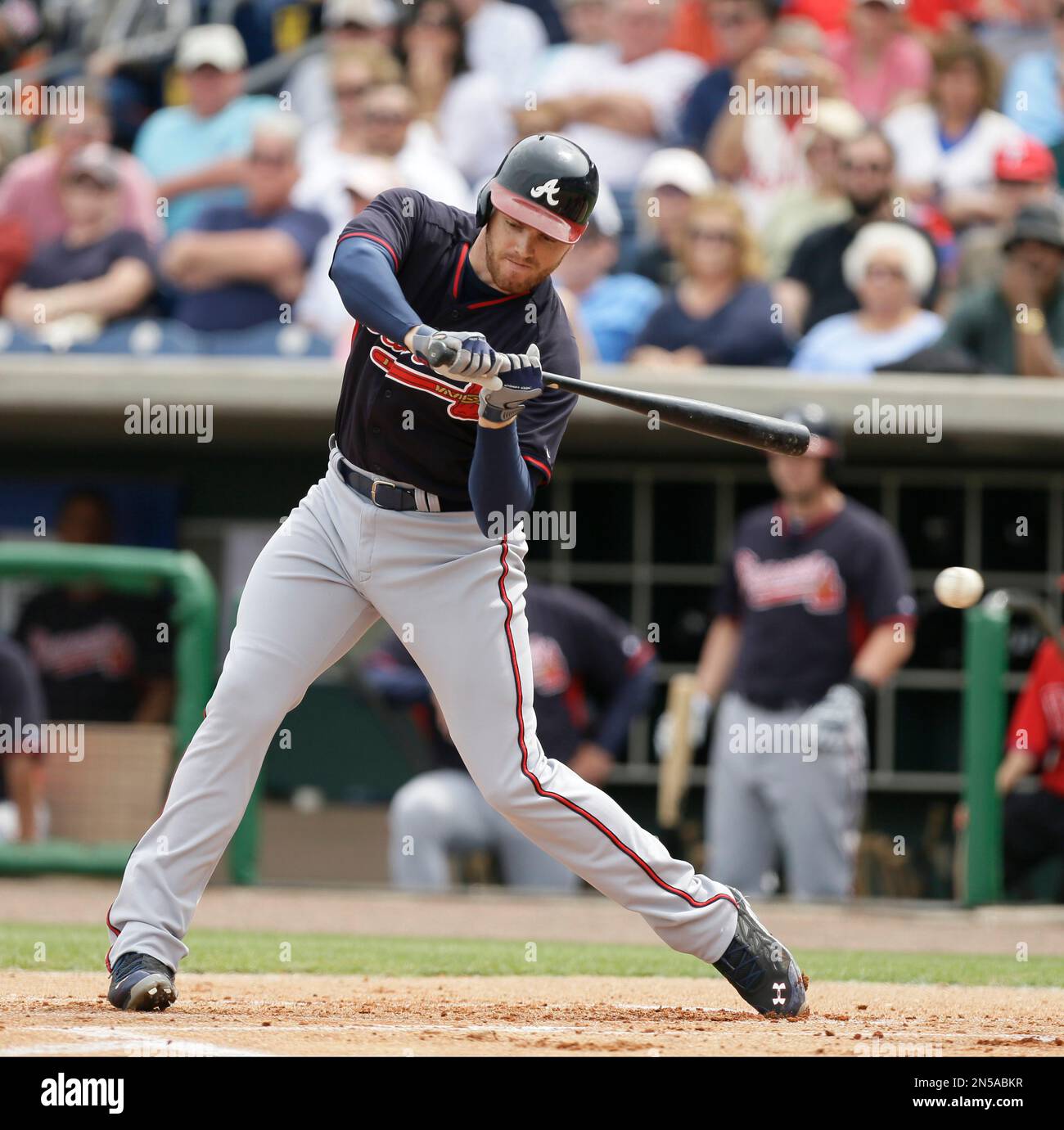 Atlanta Braves first baseman Freddie Freeman bats during an exhibition ...