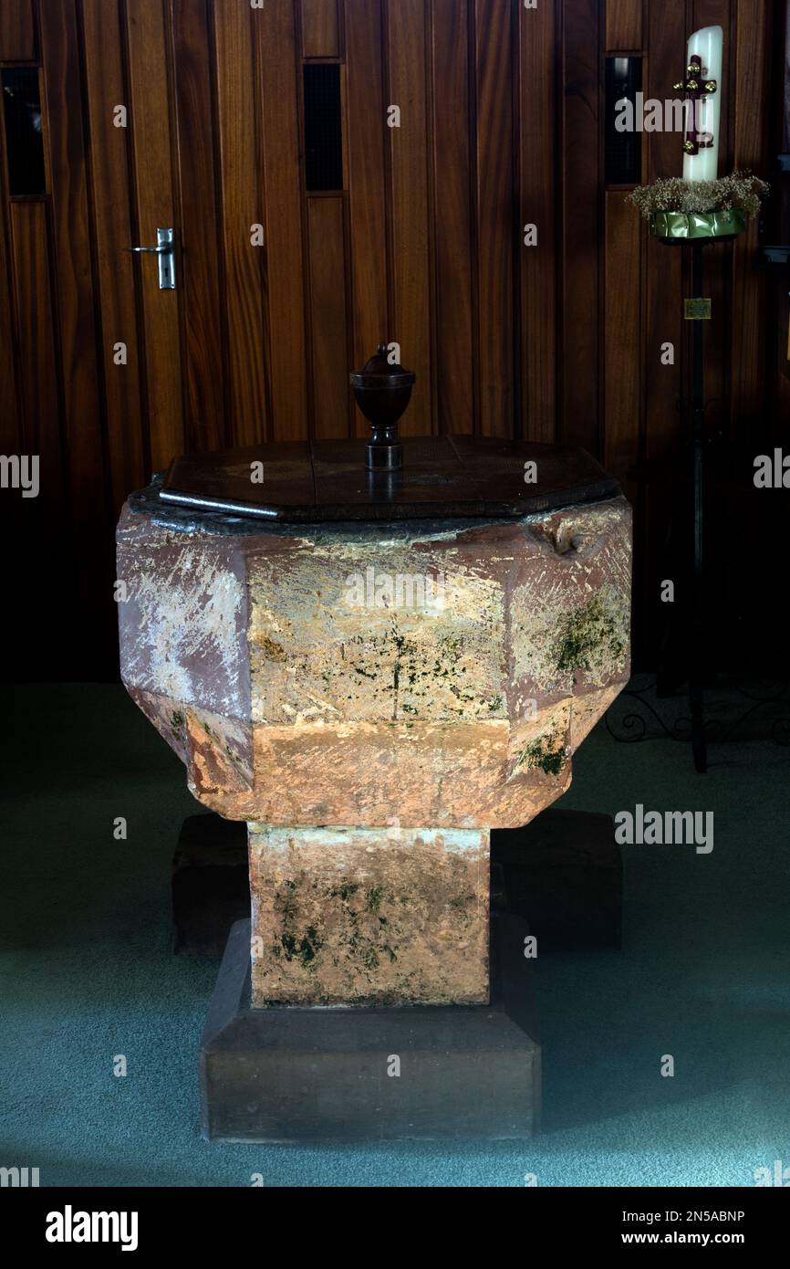 The font, St. Leonard`s Church, Ryton-on-Dunsmore, Warwickshire ...