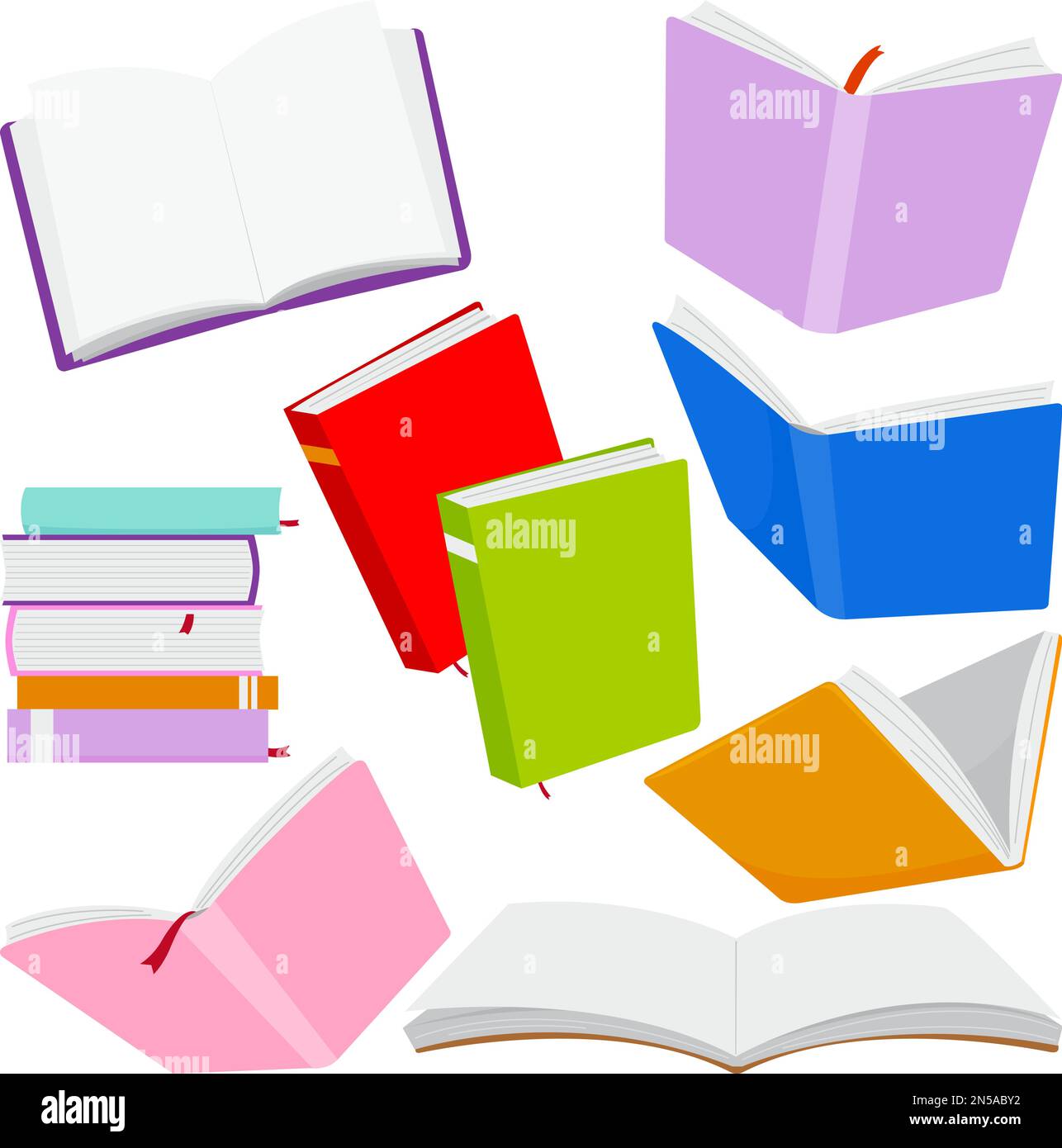 Various books collection for reading, pile of textbooks for education ...