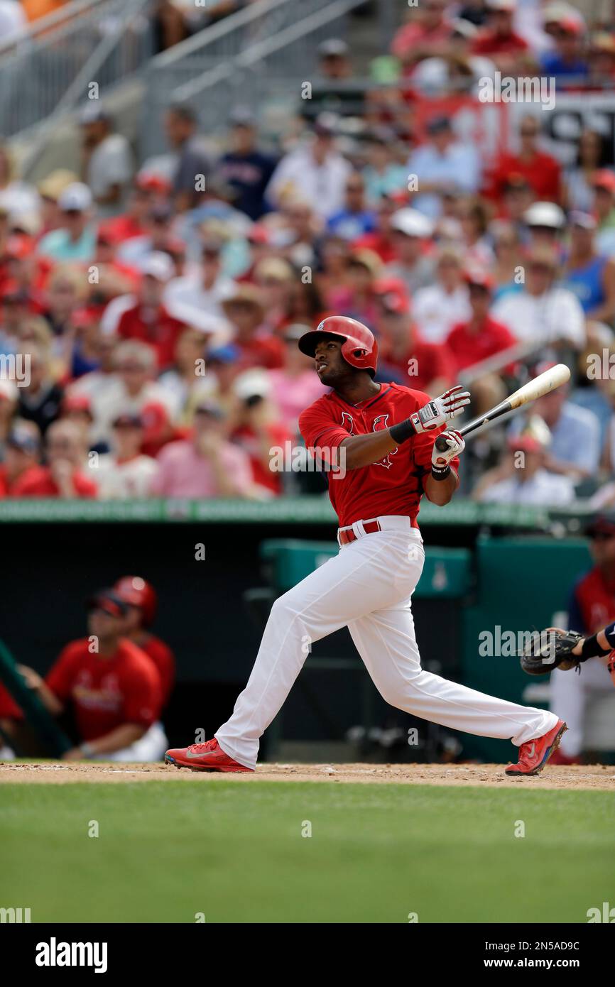 St. Louis Cardinals' Xavier Scruggs watches his two-run home run during ...