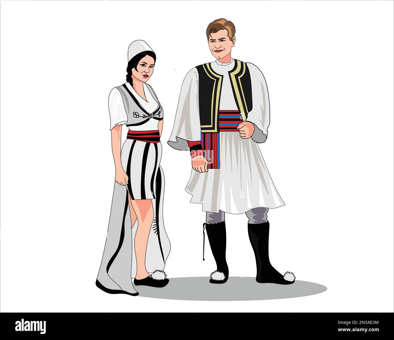 Albania culture, a couple of Albania vector illustration Stock Vector ...