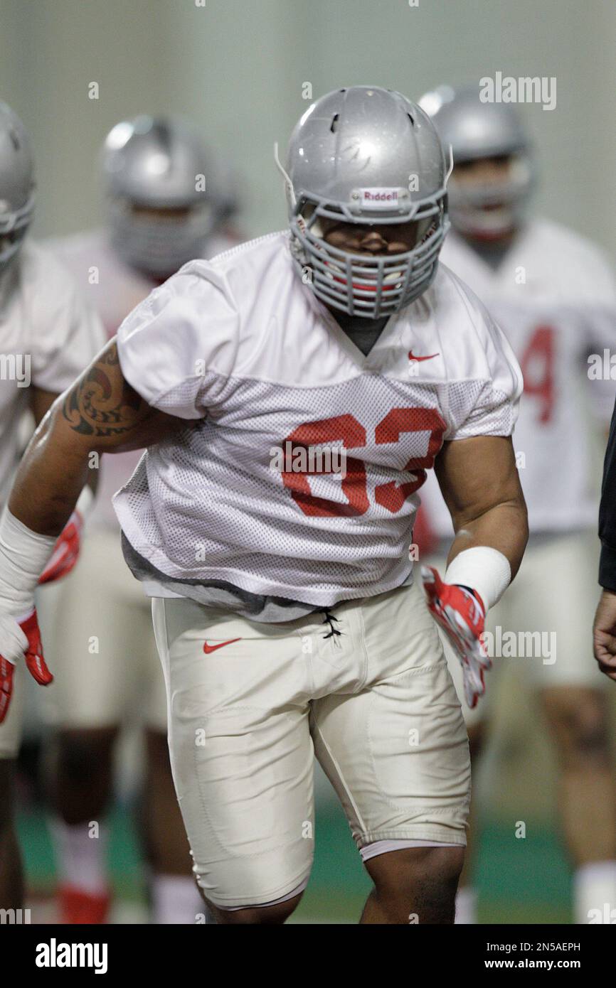 Ohio State defensive lineman Michael Bennett runs drills during their ...