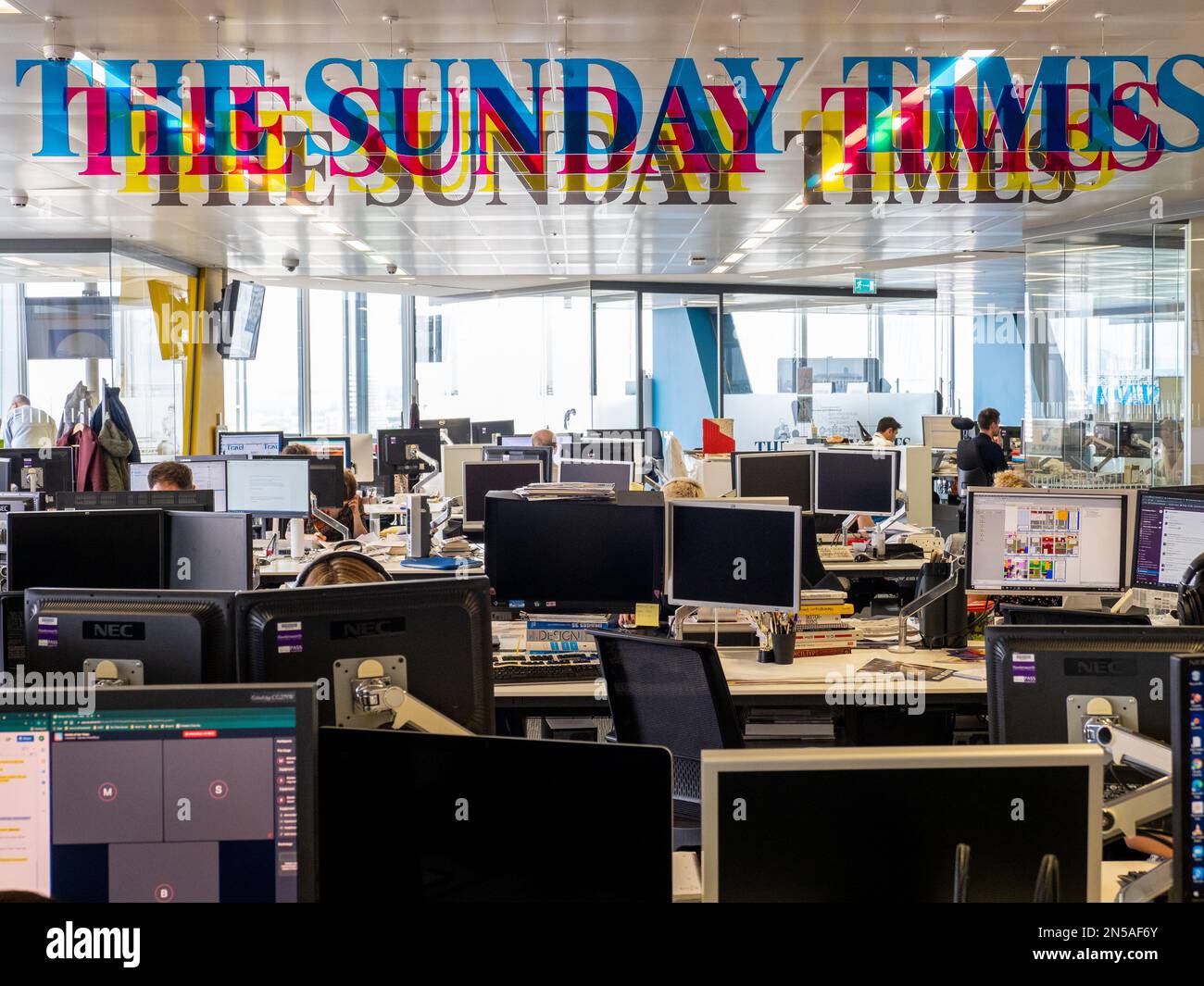 Scenes and workers at The Sunday Times offices at 1 London Bridge Place ...