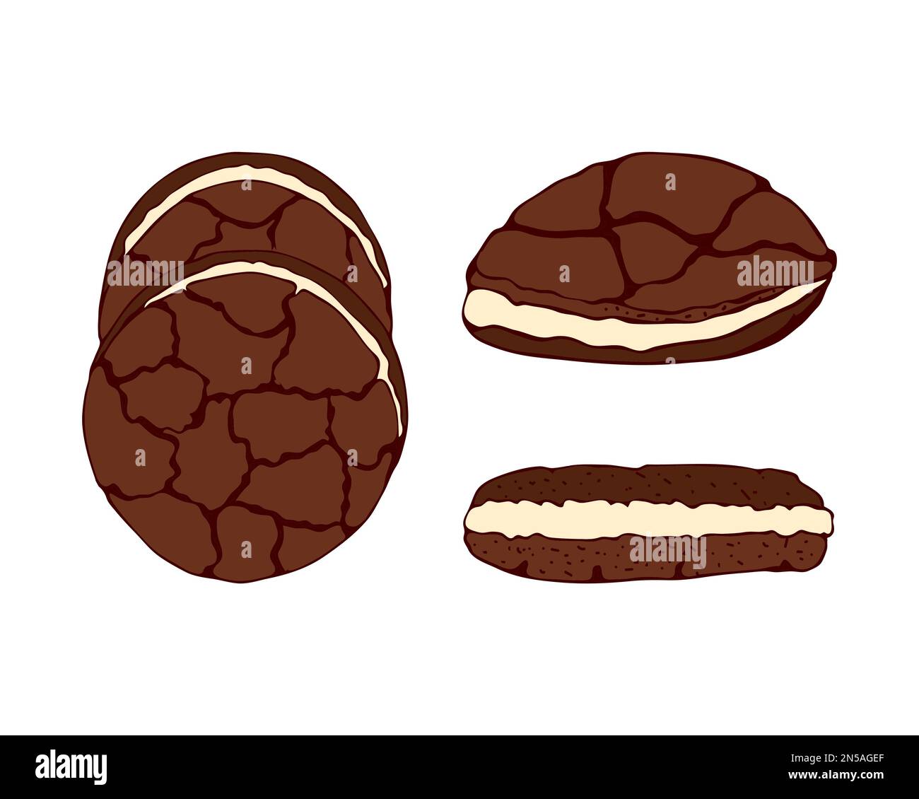 Cookies isolated with chips , chocolate and creme. Vector illustration ...