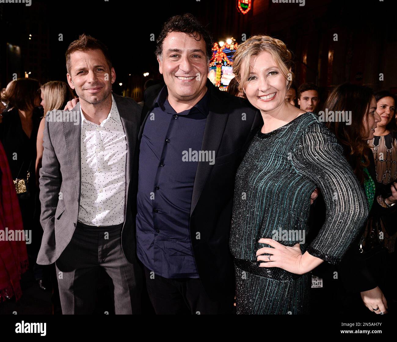 From left to right, director Zack Snyder, director Noam Murro, center ...