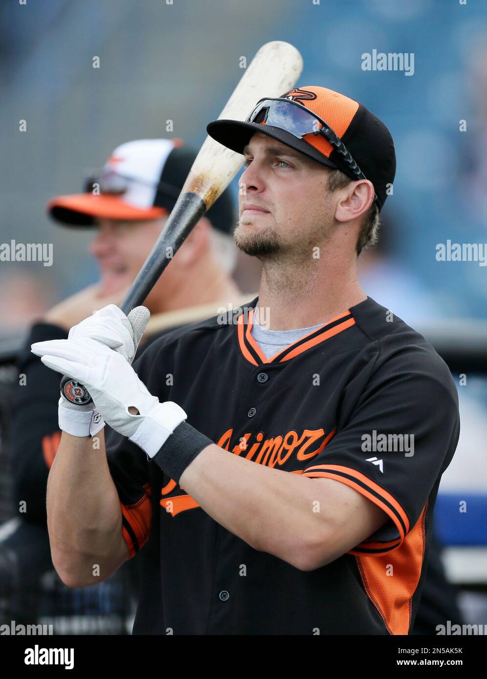 Baltimore Orioles catcher Caleb Joseph waits to hit during batting ...