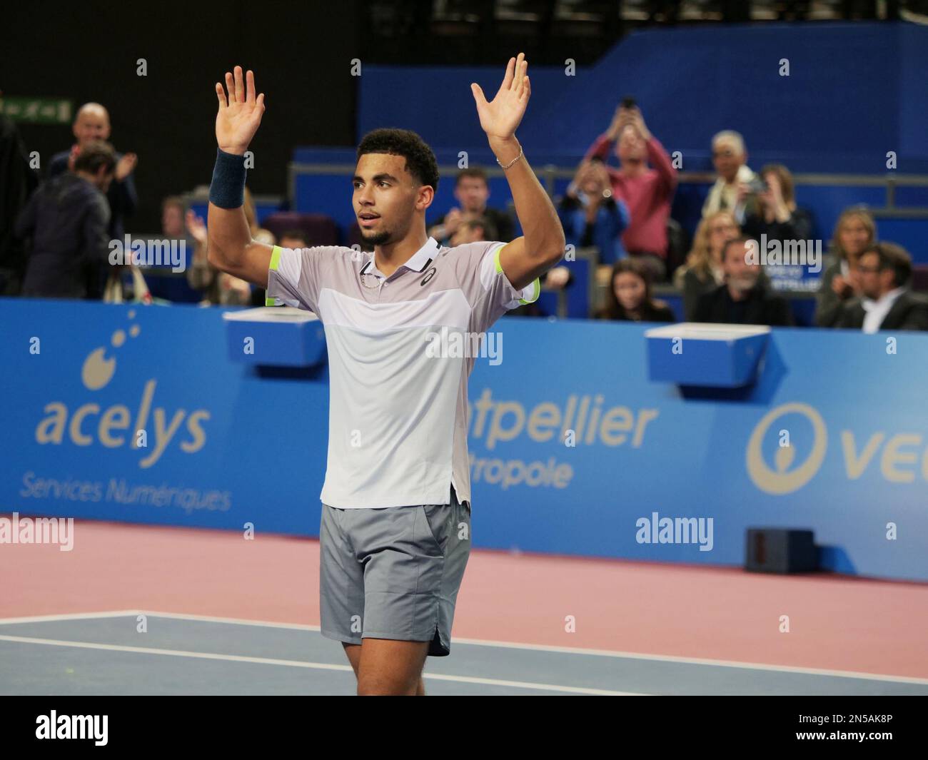 Arthur Fils (FRA) in action against Roberto Bautista-Agut (SPA) during ...