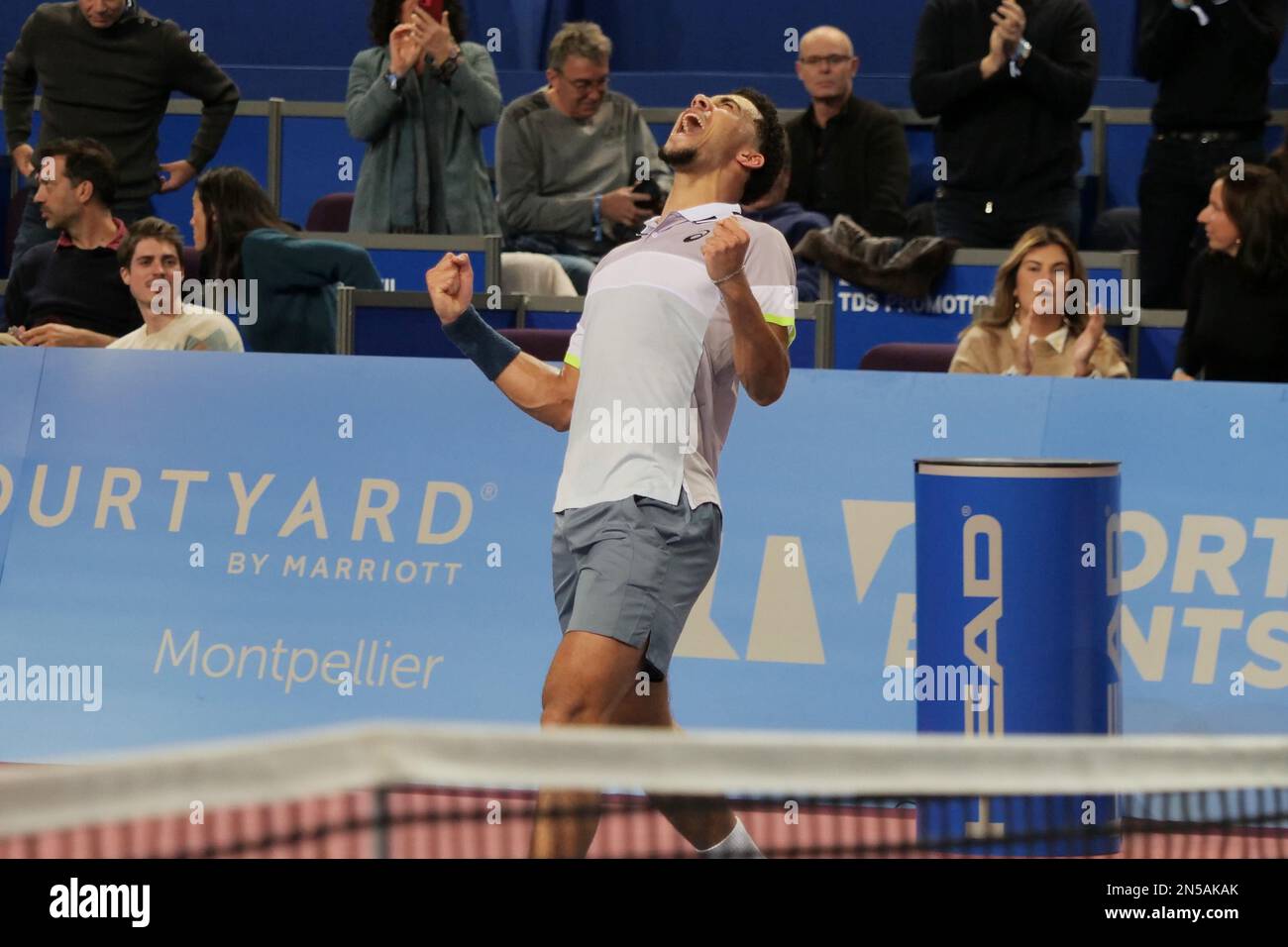 Arthur Fils (FRA) in action against Roberto Bautista-Agut (SPA) during ...