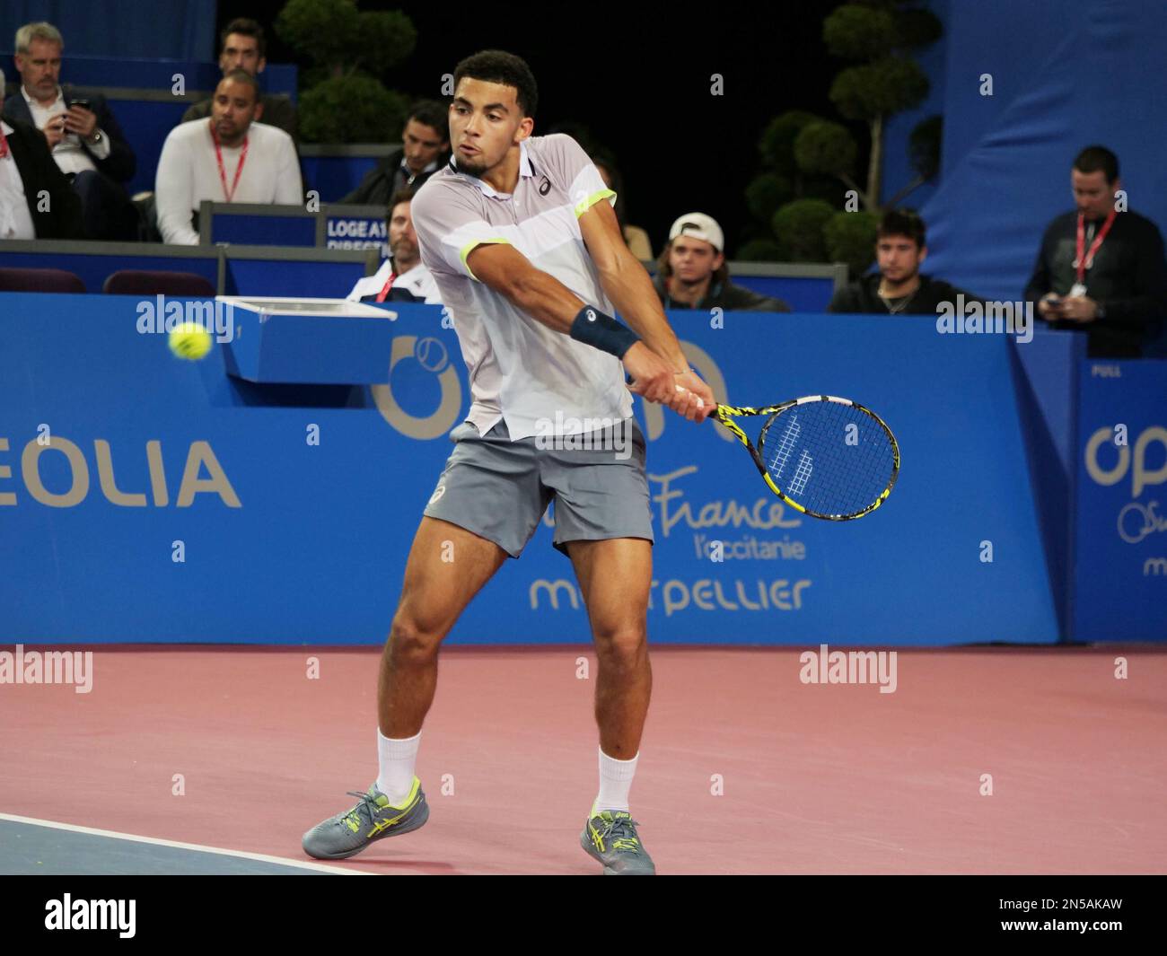 Arthur Fils (FRA) in action against Roberto Bautista-Agut (SPA) during ...