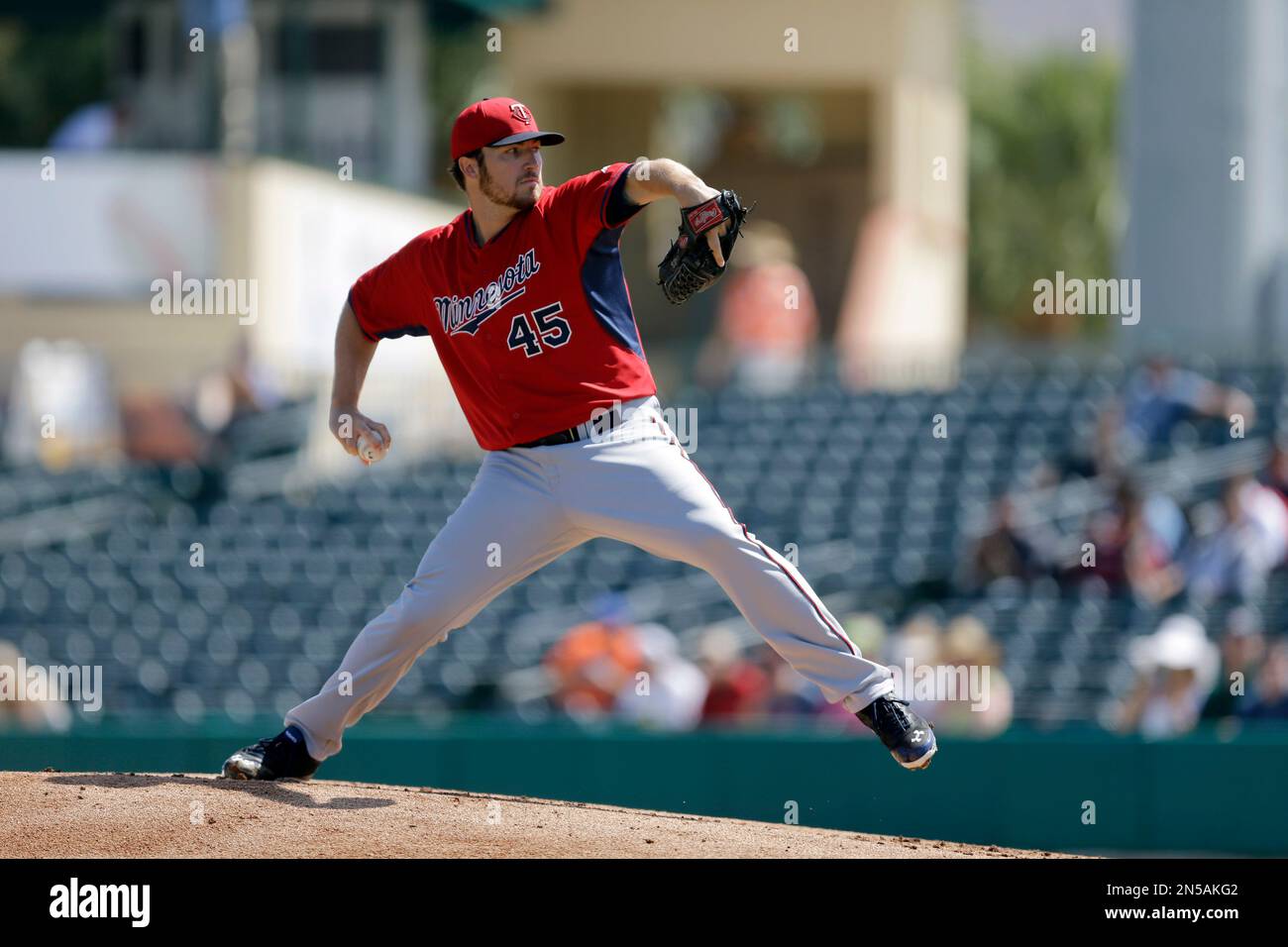 Minnesota Twins starting pitcher Phil Hughes throws during the first ...