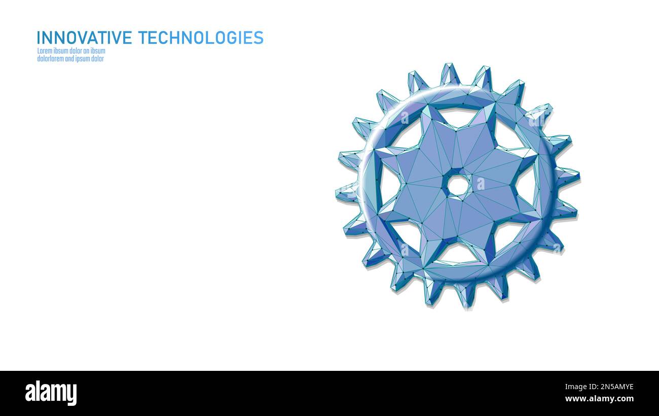 3D gear work progress concept. Wheel industry mechanism engineering ...
