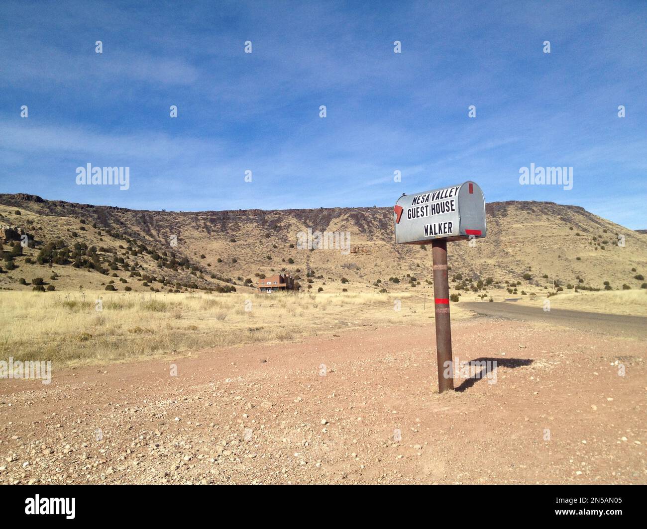 A single mailbox stands at the base of Black Mesa in the Oklahoma ...