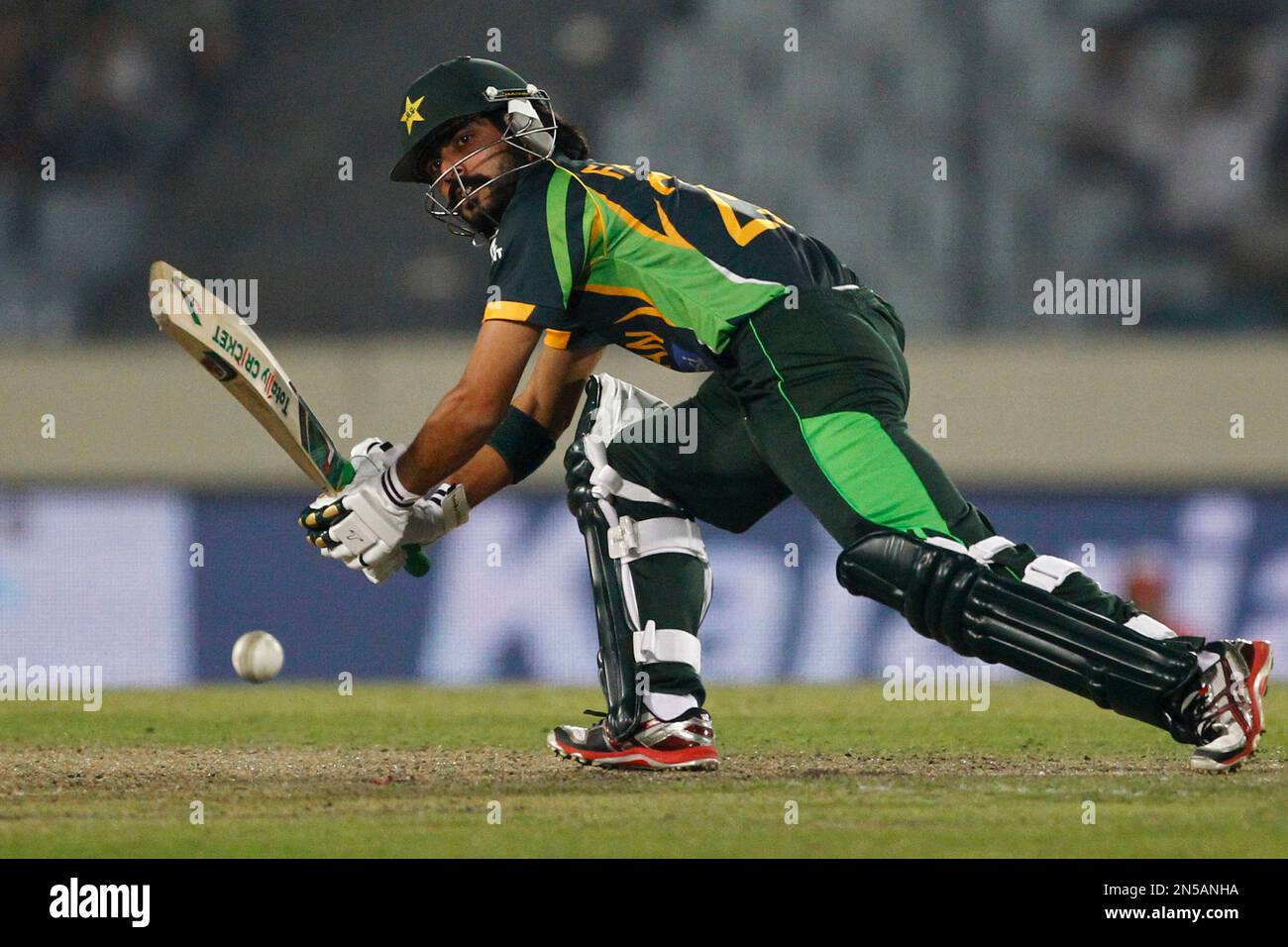 Pakistan’s Fawad Alam plays a shot during their match against ...