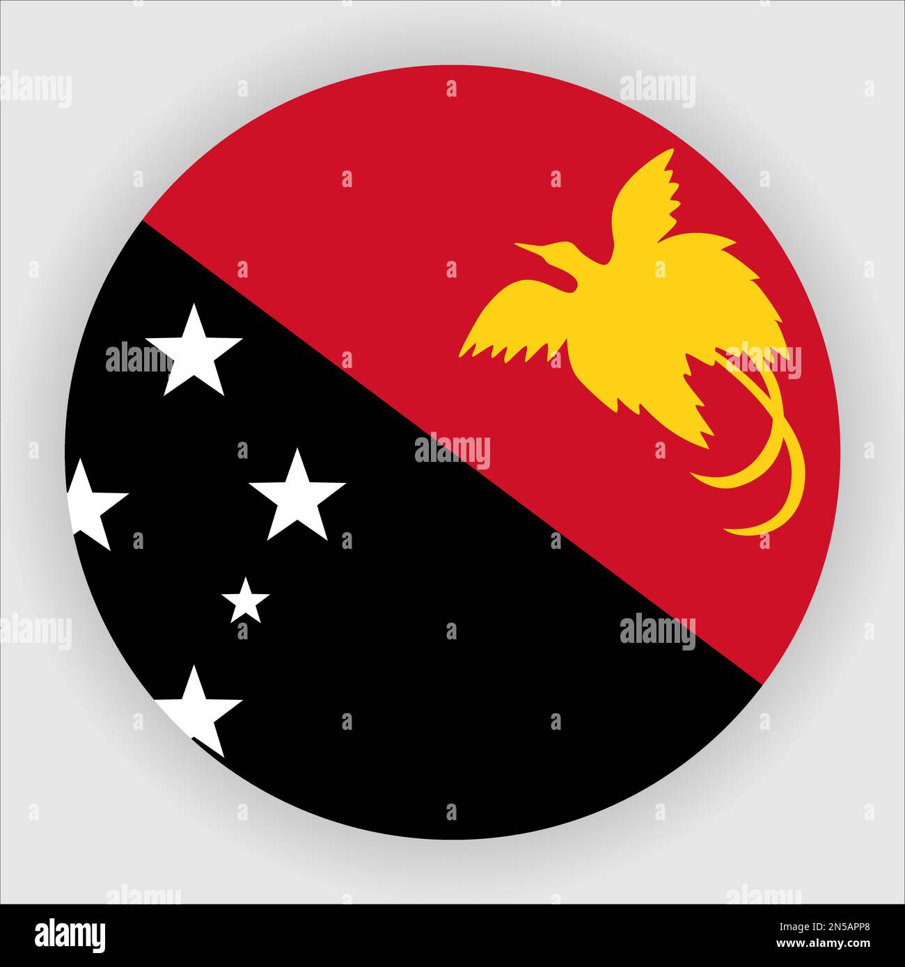 Papua New Guinea Flat Rounded Flag Icon Button Vector Stock Vector