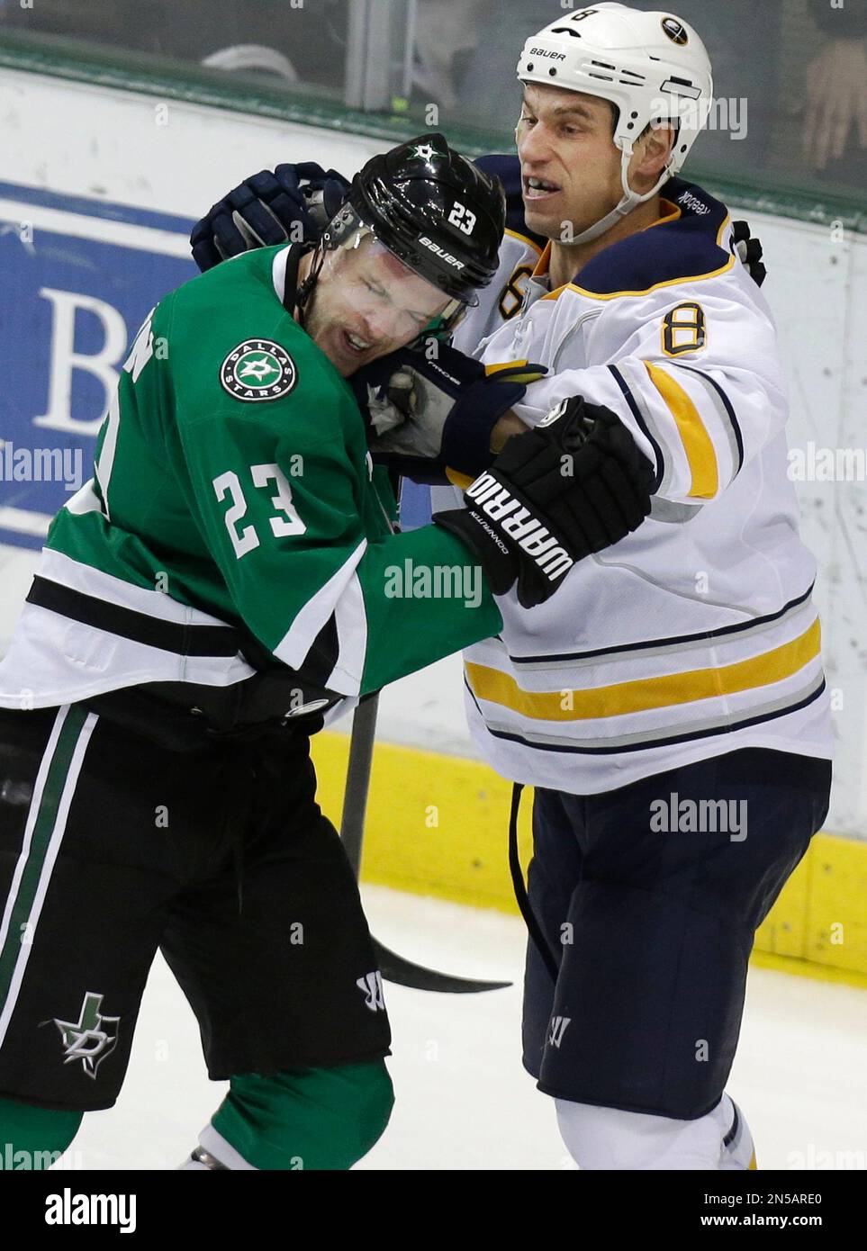 Buffalo Sabres center Cody McCormick (8) and Dallas Stars defenseman ...