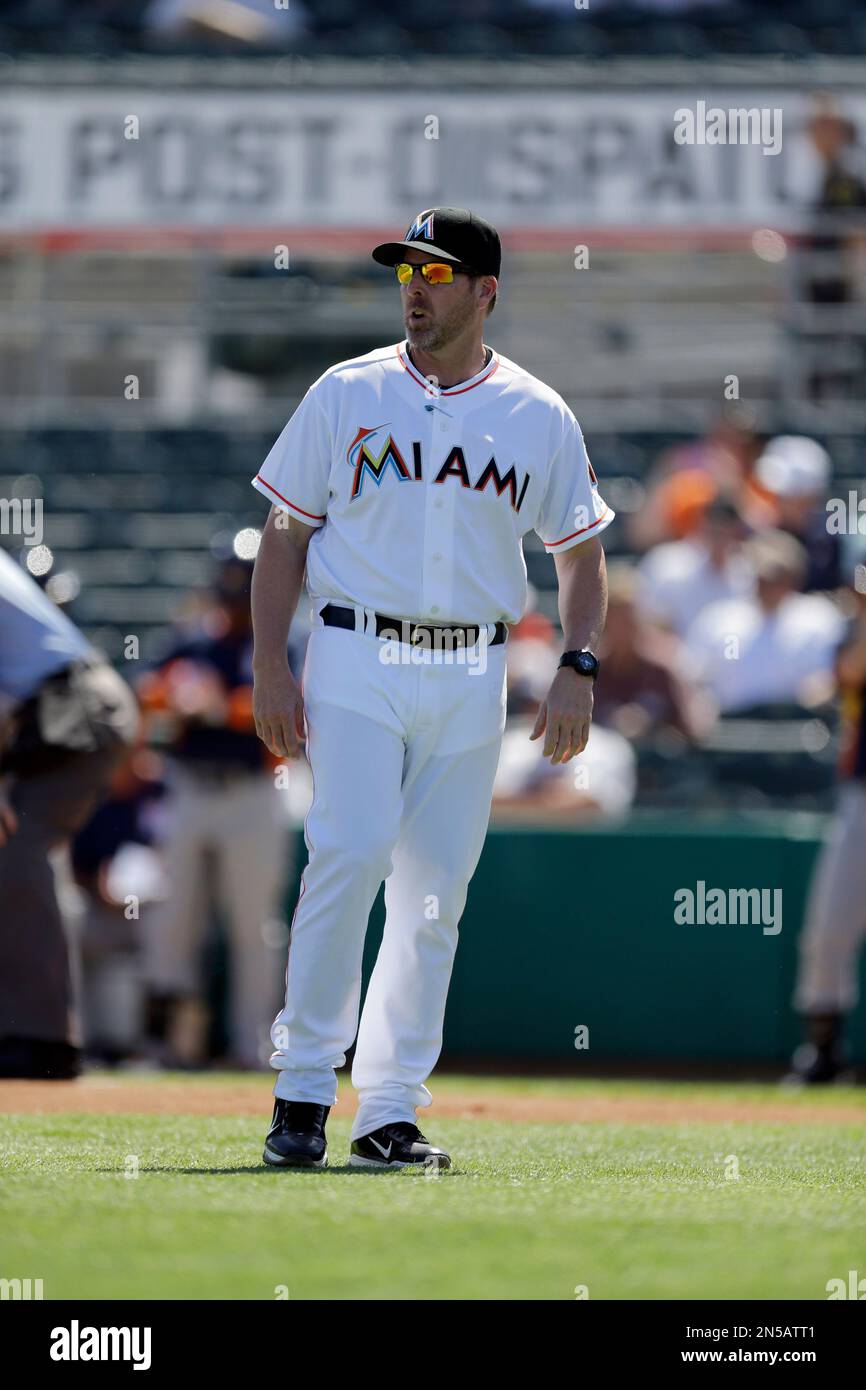 Miami Marlins manager Mike Redmond before the start of an exhibition ...