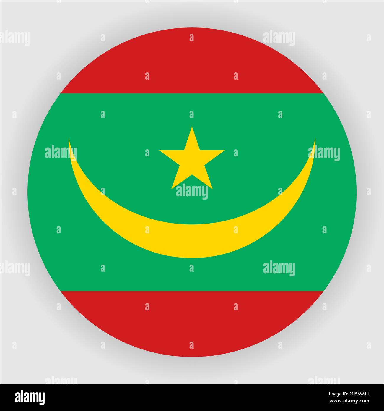 Mauritania Flat Rounded Flag Icon Button Vector Stock Vector Image
