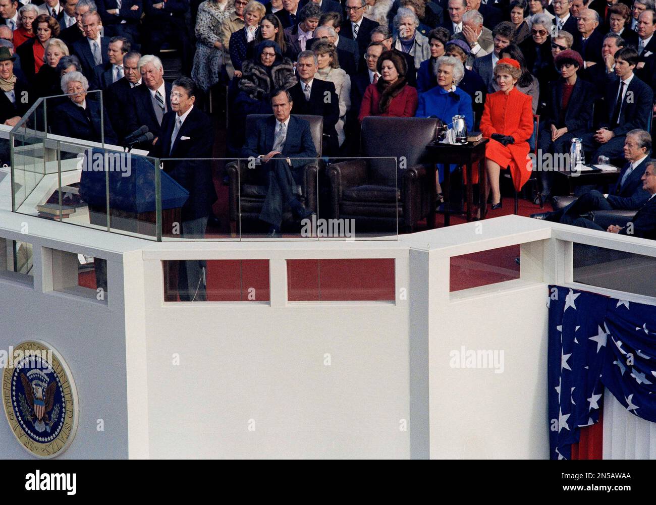 President Ronald Reagan speaks at the Capitol in Washington, D.C ...