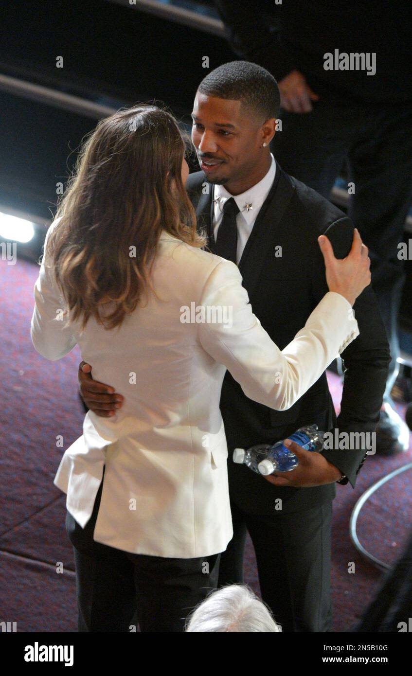 Jared Leto, left, and Michael B. Jordan are seen in the audience during ...