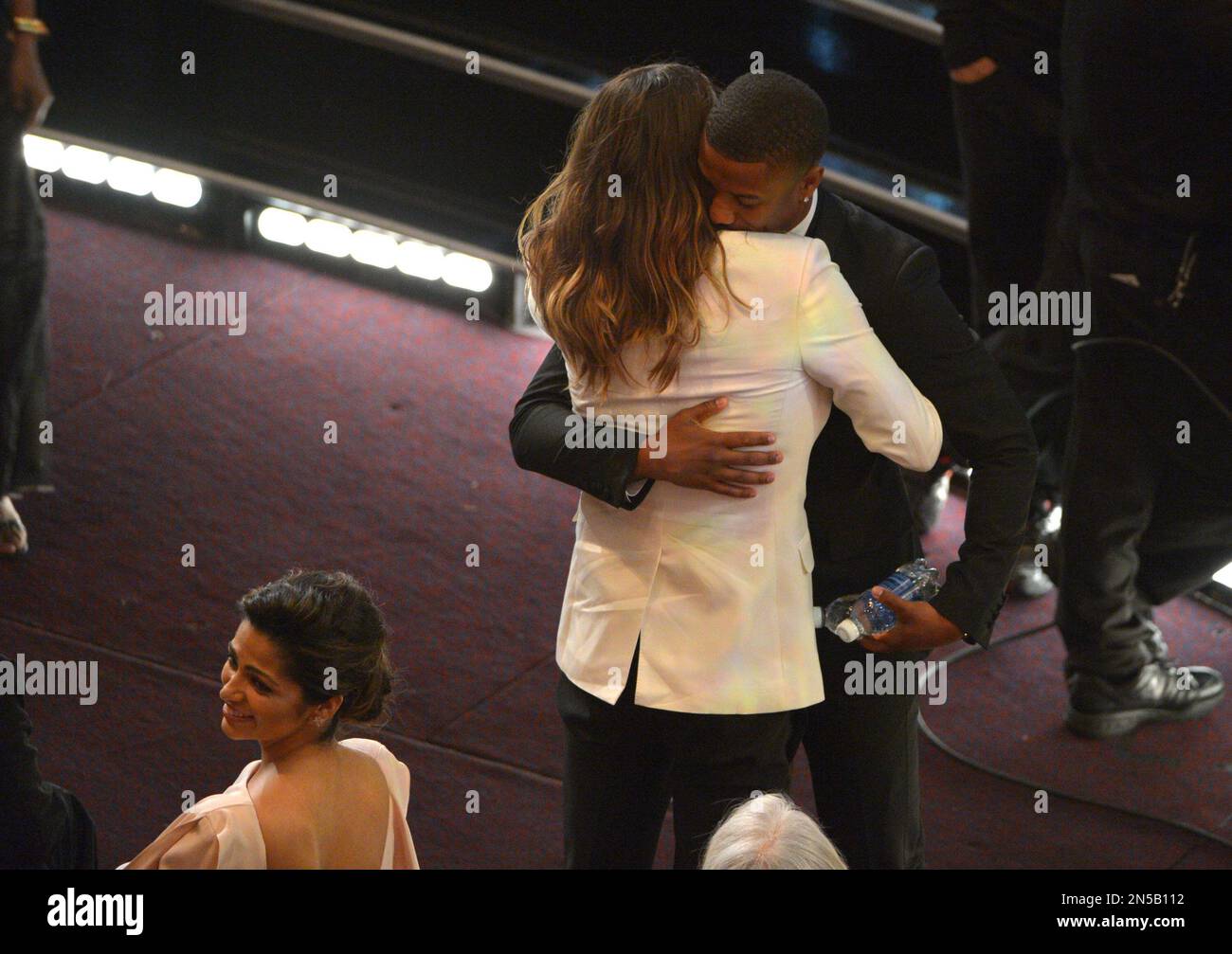Jared Leto, left, and Michael B. Jordan are seen in the audience during ...