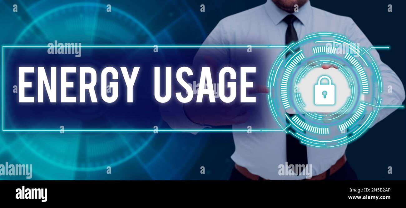 Hand writing sign Energy Usage, Word Written on Amount of energy ...