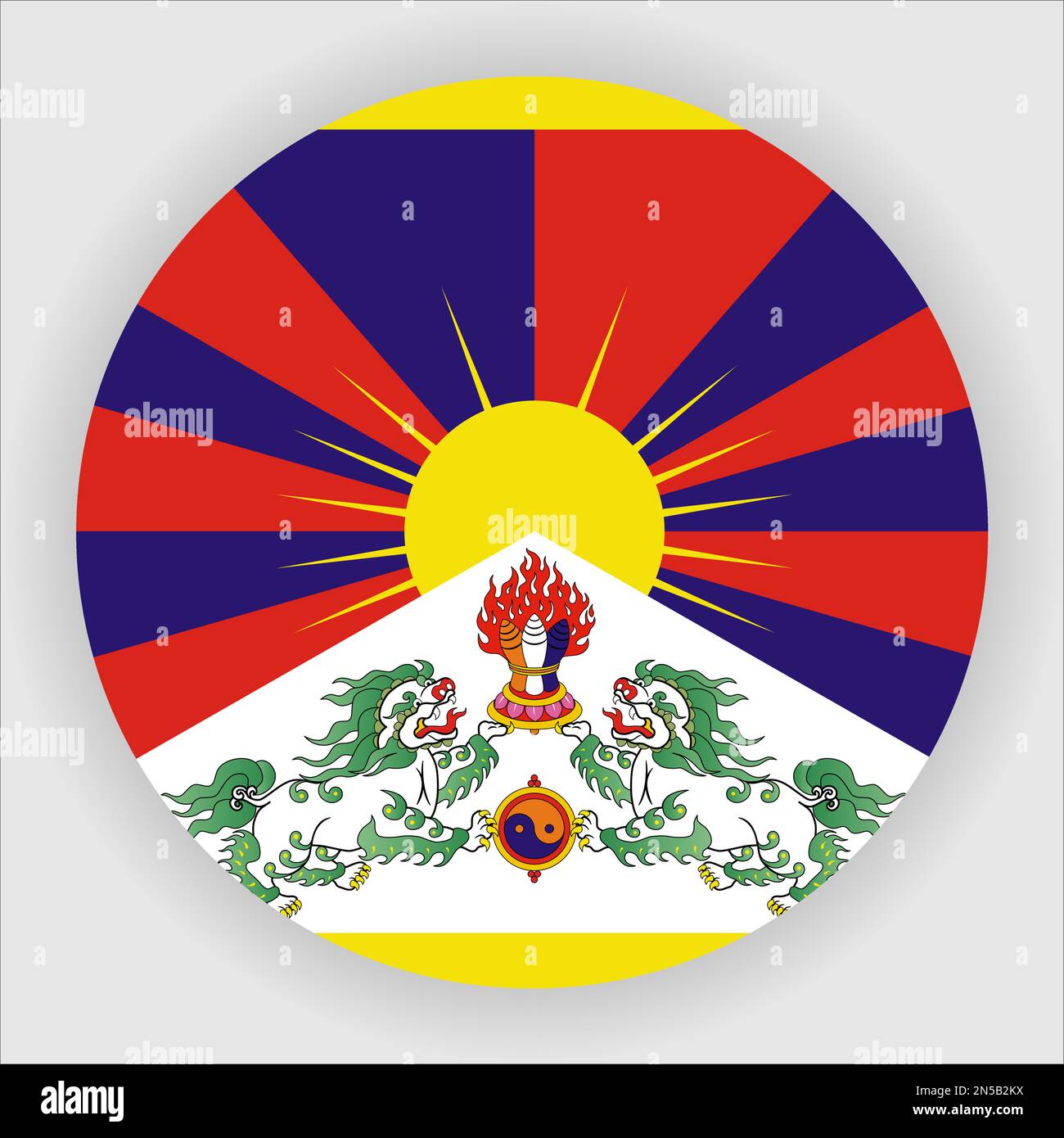 Tibet Flat Rounded Flag Icon Button Vector Stock Vector Image And Art Alamy