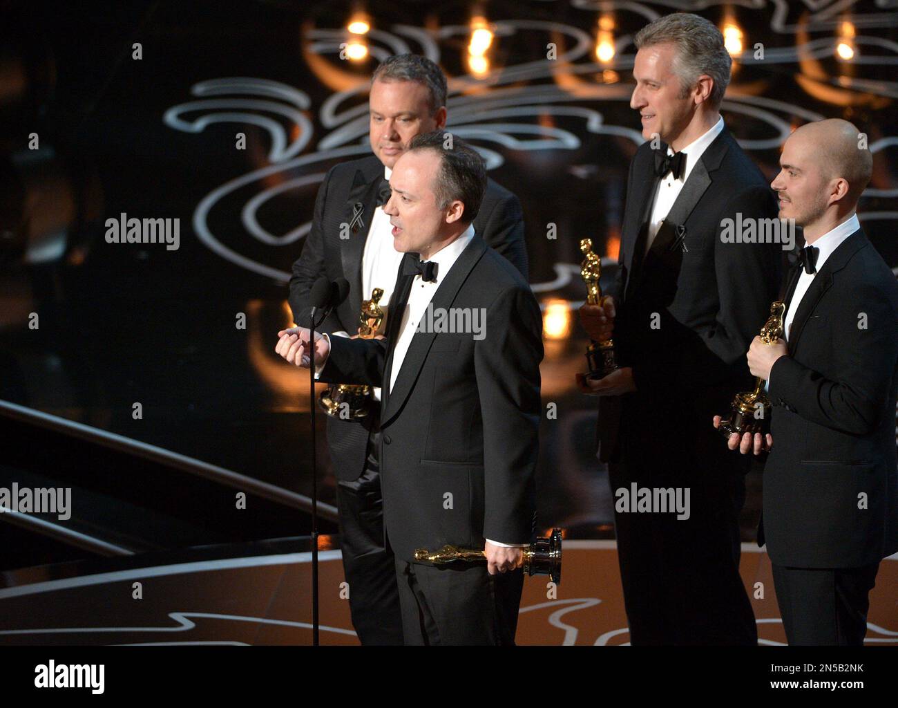 From left, Neil Corbould, Tim Webber, David Shirk, and Chris Lawrence ...