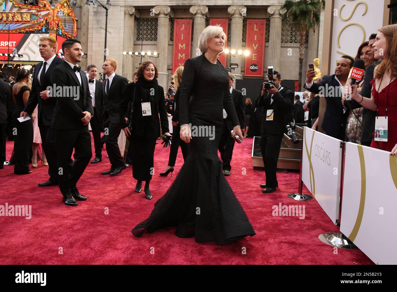 Glenn Close arrives at the Oscars on Sunday, March 2, 2014, at the ...