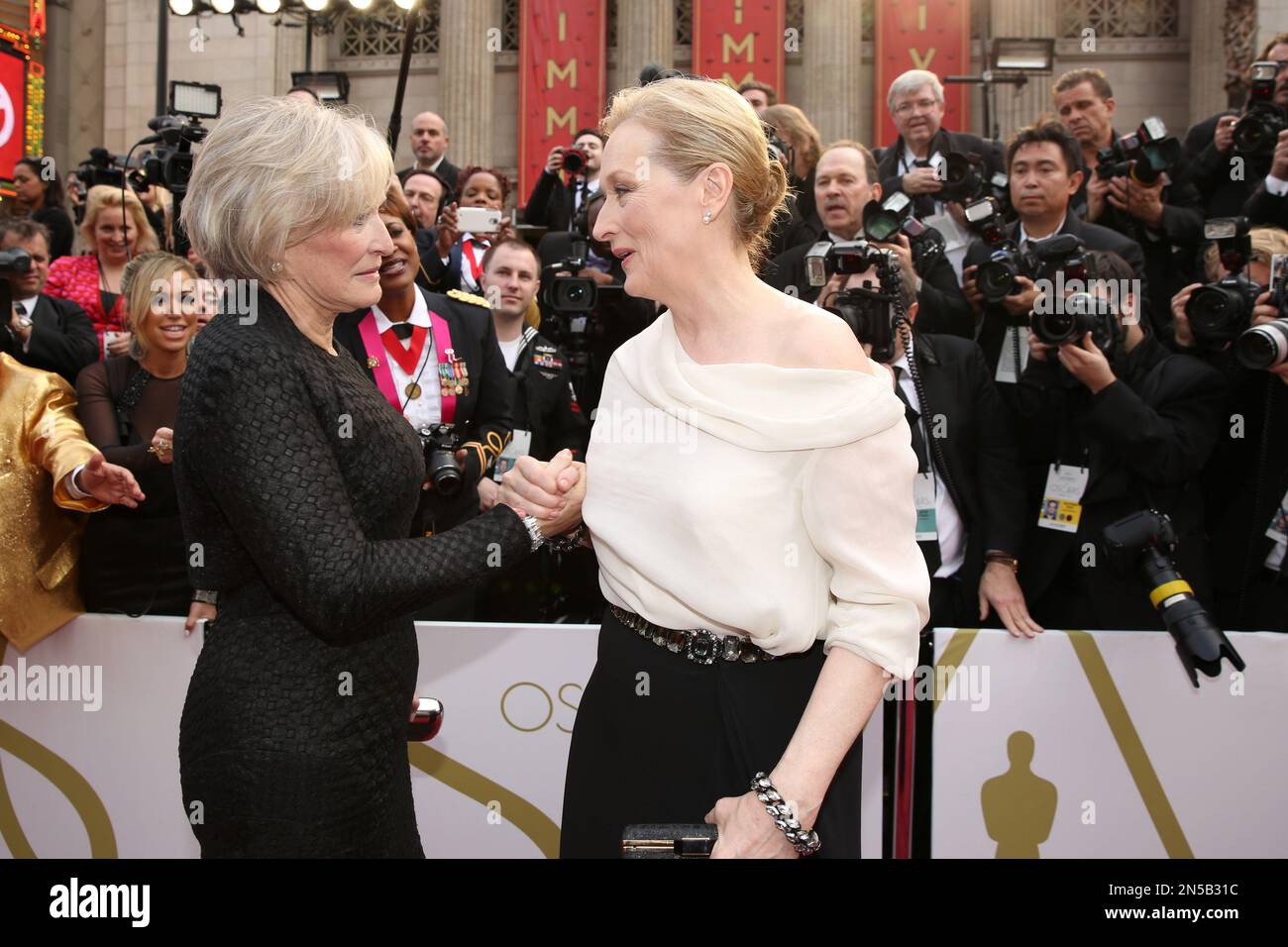 Glenn Close, left, and Meryl Streep arrive at the Oscars on Sunday ...