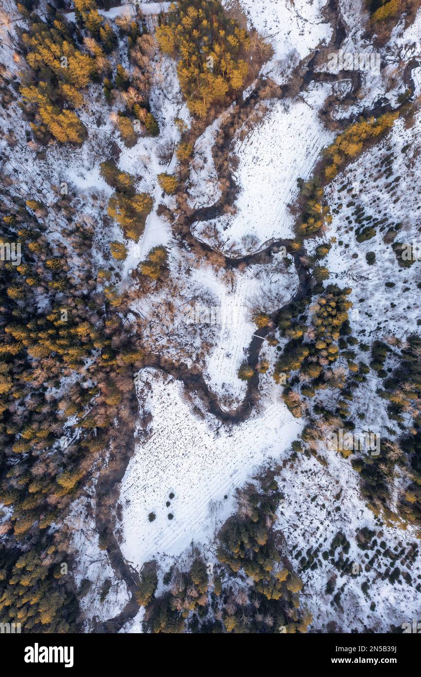 Frozen river sunset aerial view hi-res stock photography and images - Alamy
