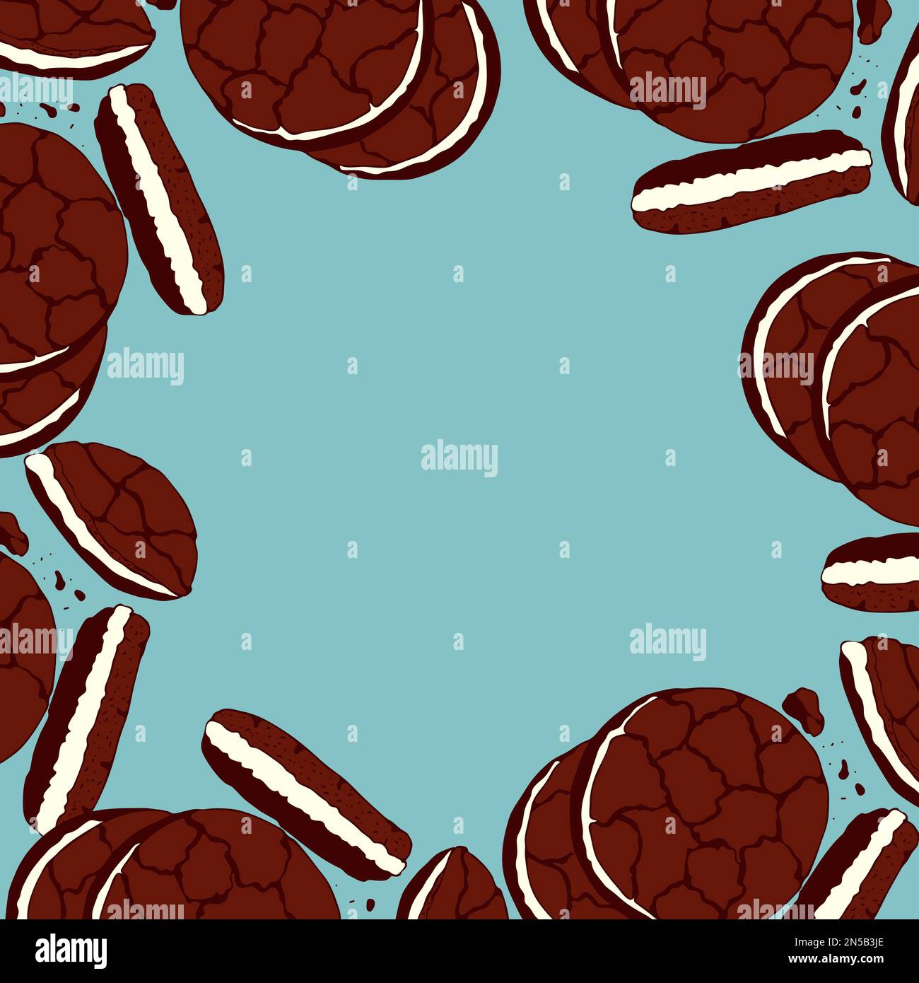 Cookie banner, chocolate and cream, template, empty place to insert ...