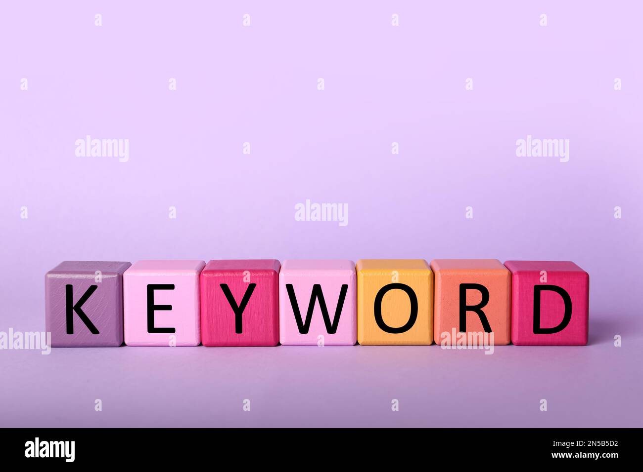 Colorful cubes with word KEYWORD on lilac background Stock Photo - Alamy